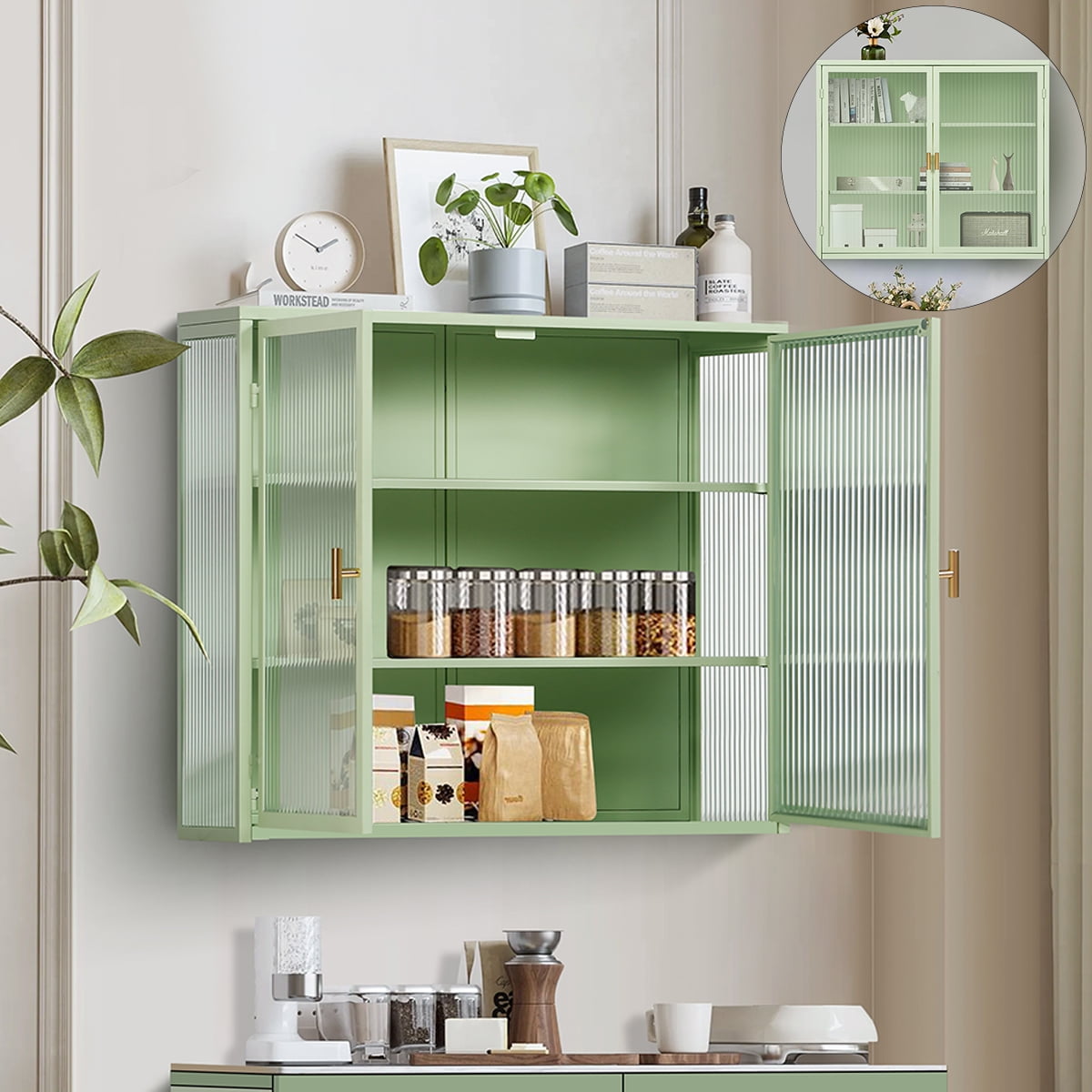 GZXS Modern Wall Mounted Cabinet, 27.56" Metal Storage Cabinet with 2 ...