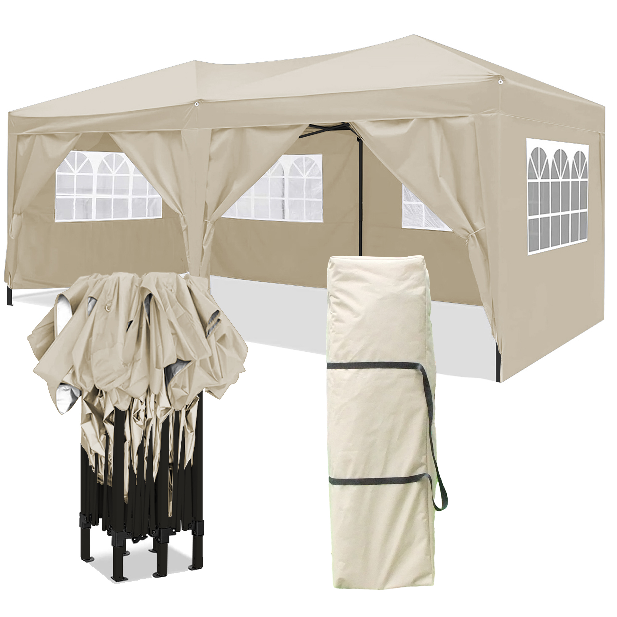 GZXS Outdoor 10'x20' Canopy Tent with Sidewall - Folding Commercial ...