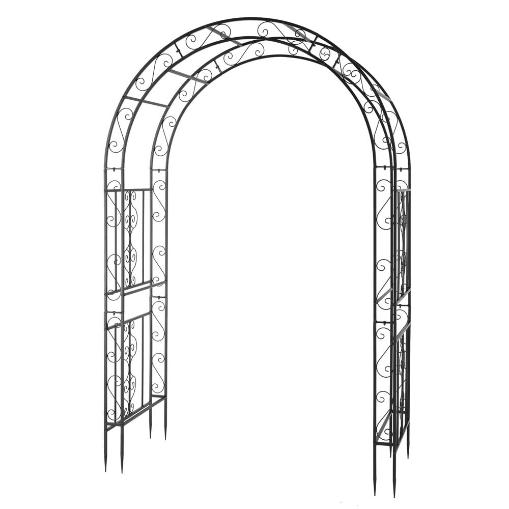 GZXS Outdoor Metal Garden Arch, 84" H x59" W Iron Black Trellis Arbor ...