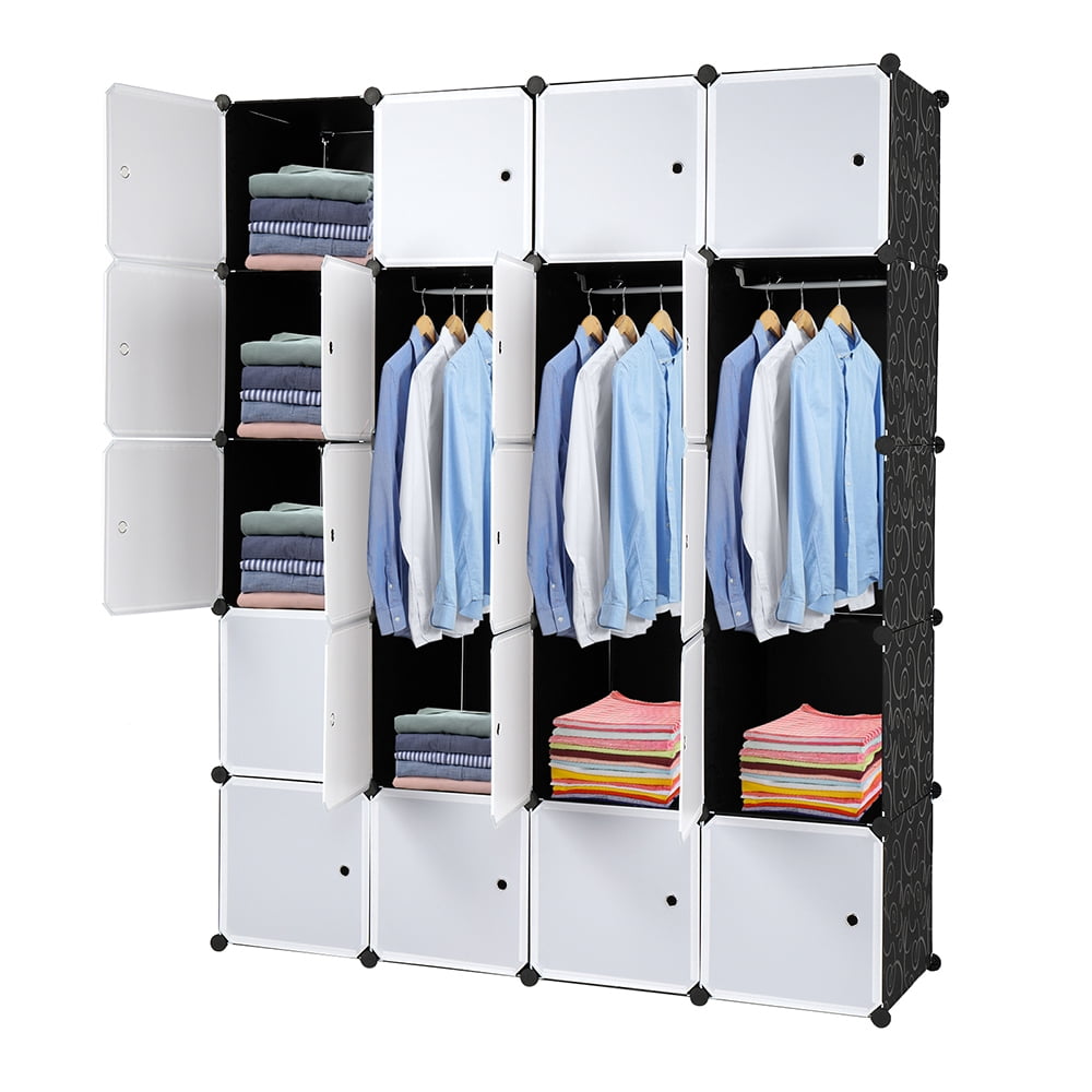 GZXS Portable Clothes Rack Organizer with Door, 20 Cube Organizer ...