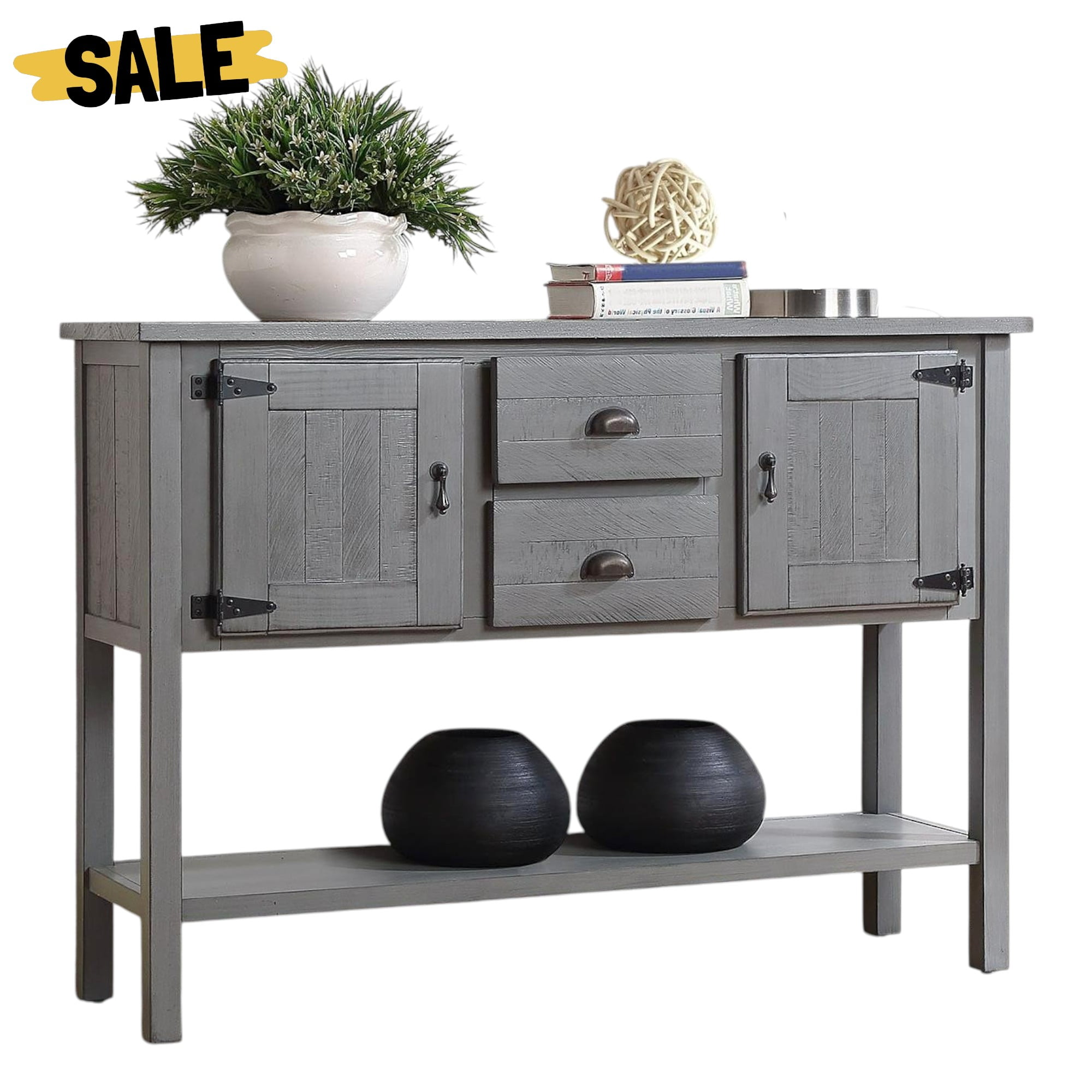 GZXS Retro Buffet Table with Storage, 48-Inch Multifunctional Console ...
