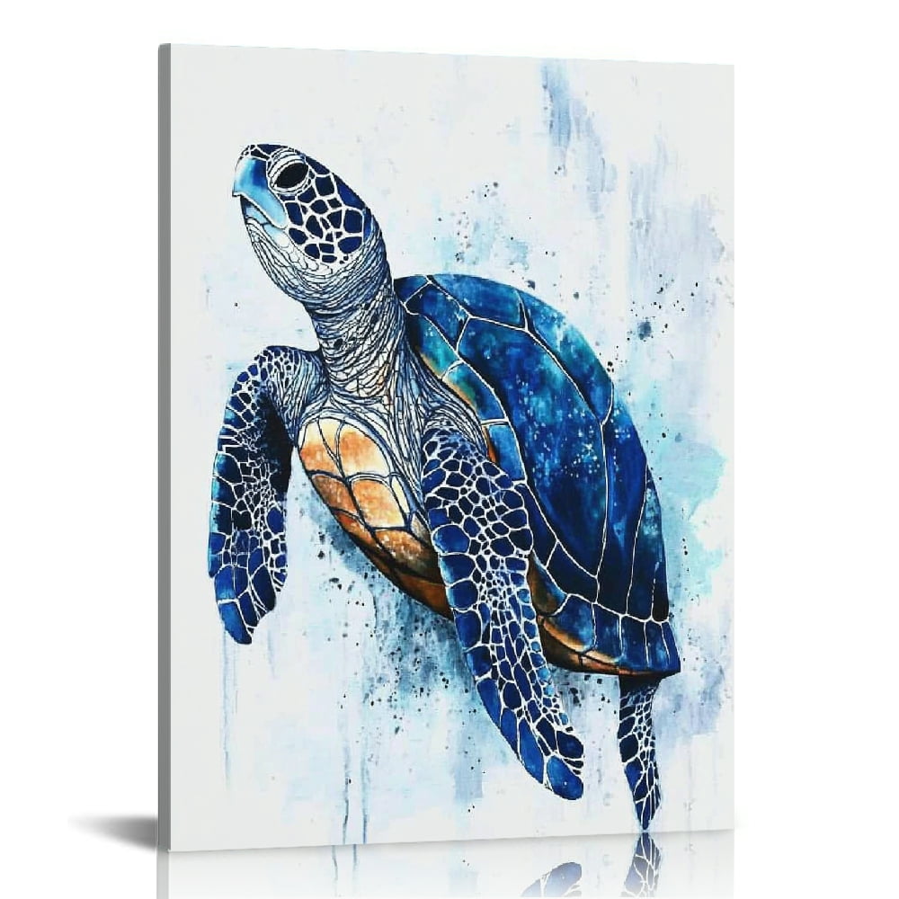 GZYLONG Leatherback Turtle Art Print Poster, Abstract Watercolor Animal Wall Art Prints ...