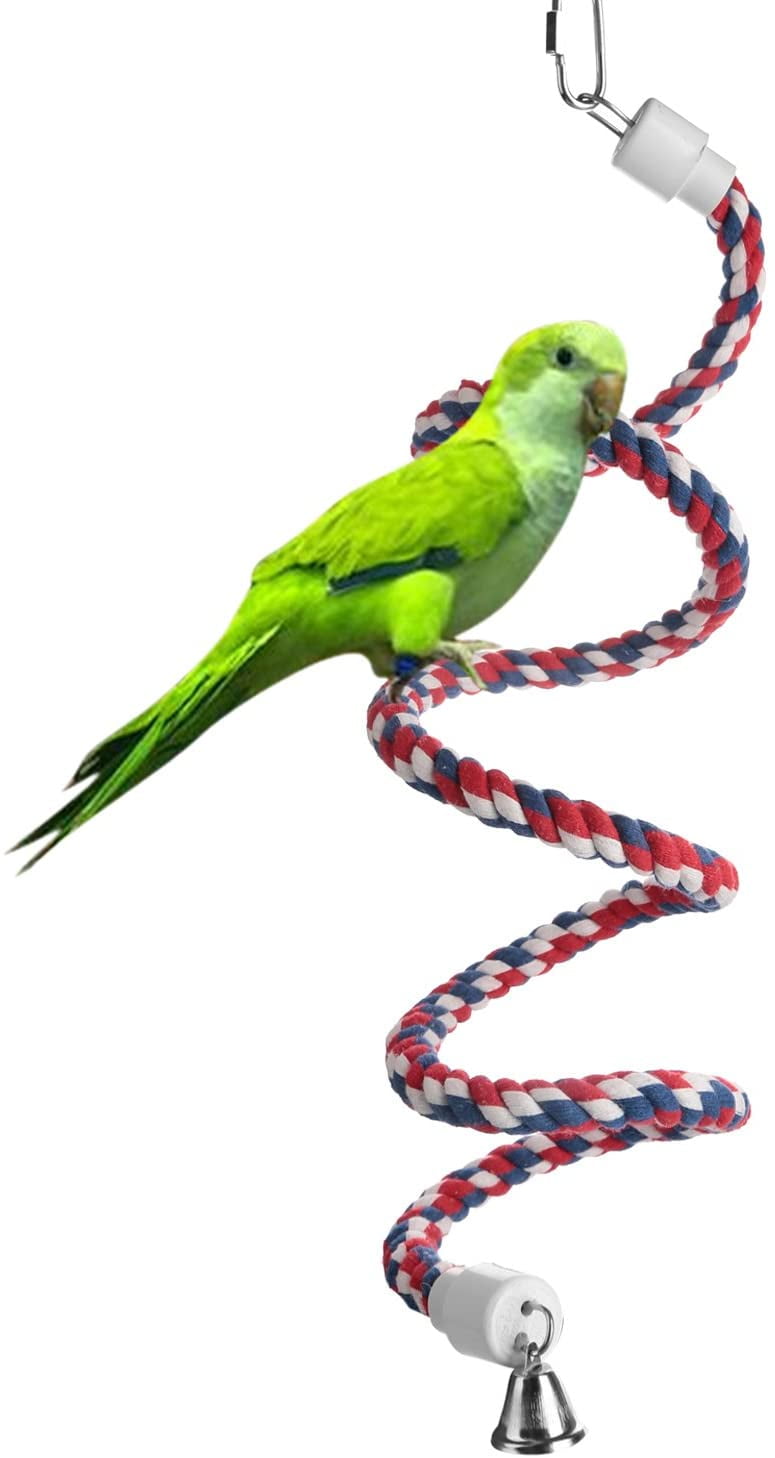 GZYS Bird Rope Perch,Spiral Cotton Parrot Swing Climbing Standing Bird ...