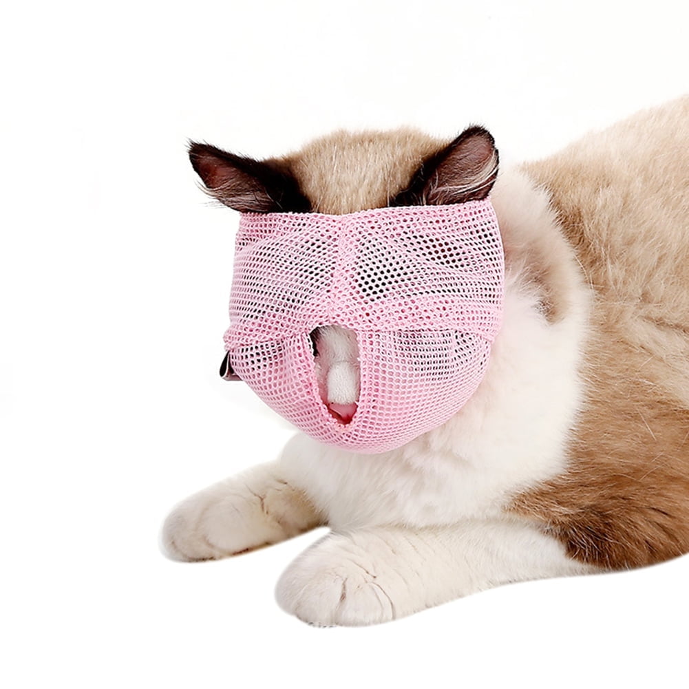 GZYS Cat Anti Bite Muzzle,Breathable Mesh Lovely Cat Anti Bite Muzzle ...