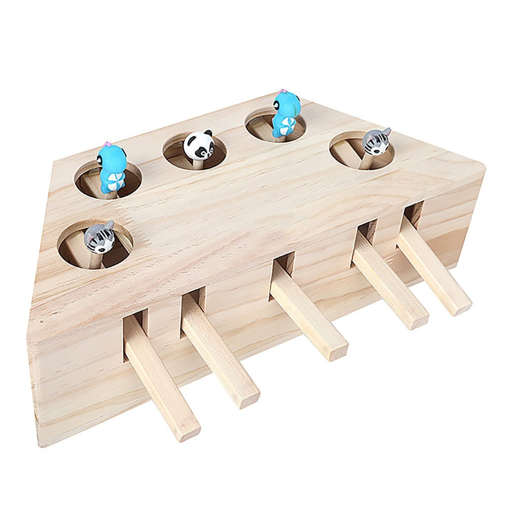 GZYS Cat Enrichment Toys for Indoor Cats, Solid Wood Kitten Cat Hunting ...