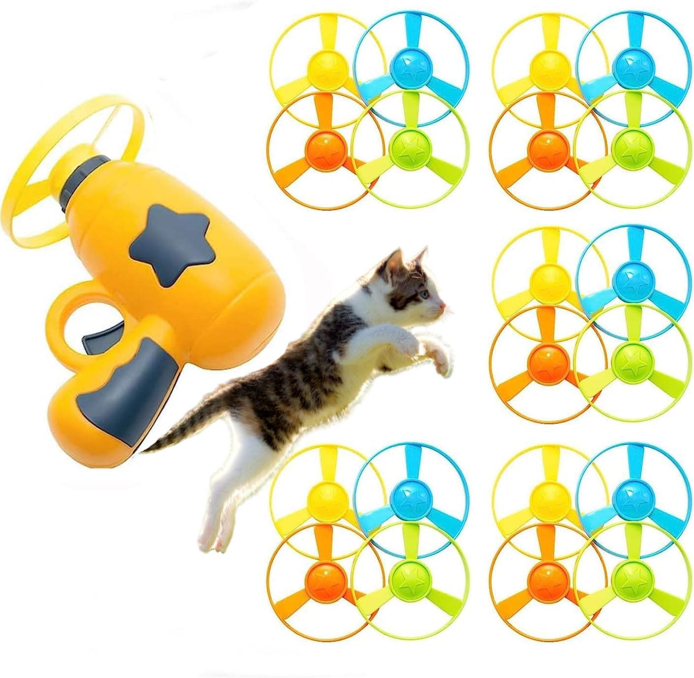 GZYS Cat Fetch Toys, Interactive Flying Cat Toy with 20 Flying ...