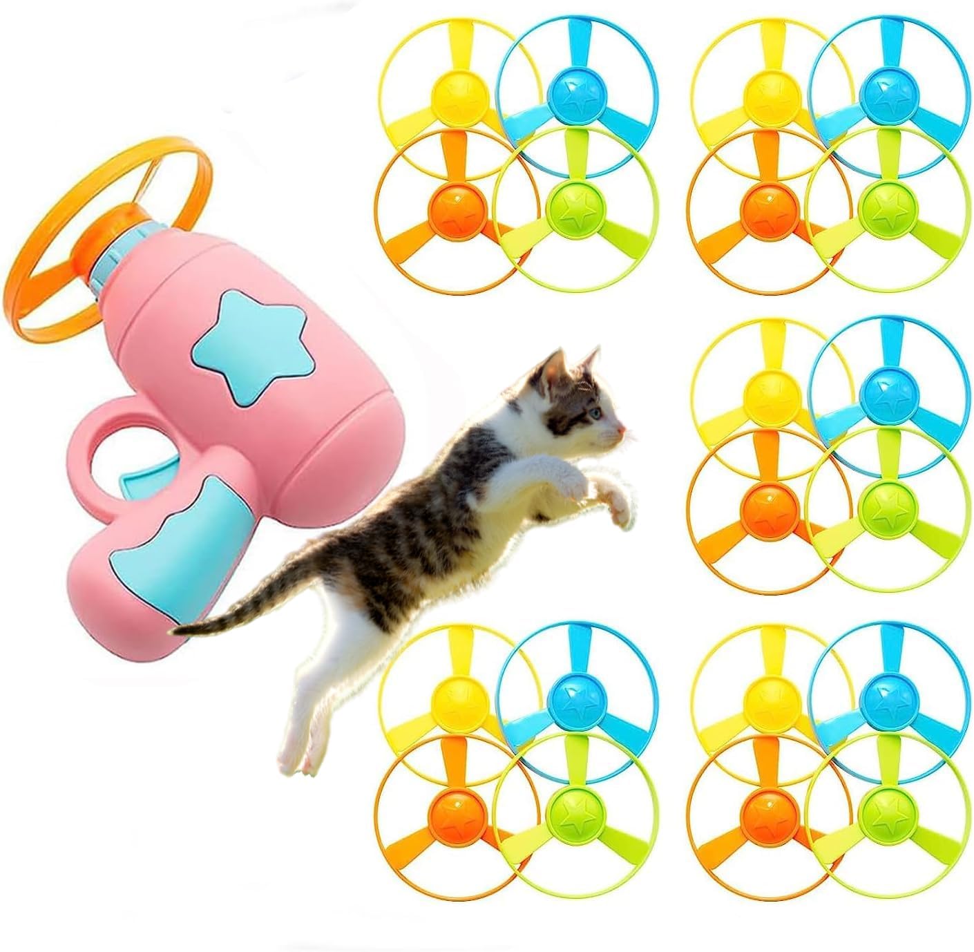 GZYS Cat Fetch Toys, Interactive Flying Cat Toy with 20 Flying ...