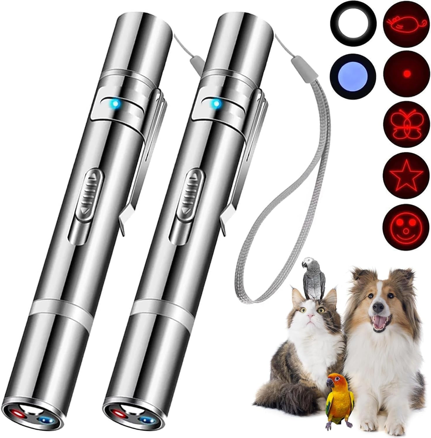 GZYS Cat Toys, Laser Pointer with 7 Adjustable Patterns, USB Recharge ...