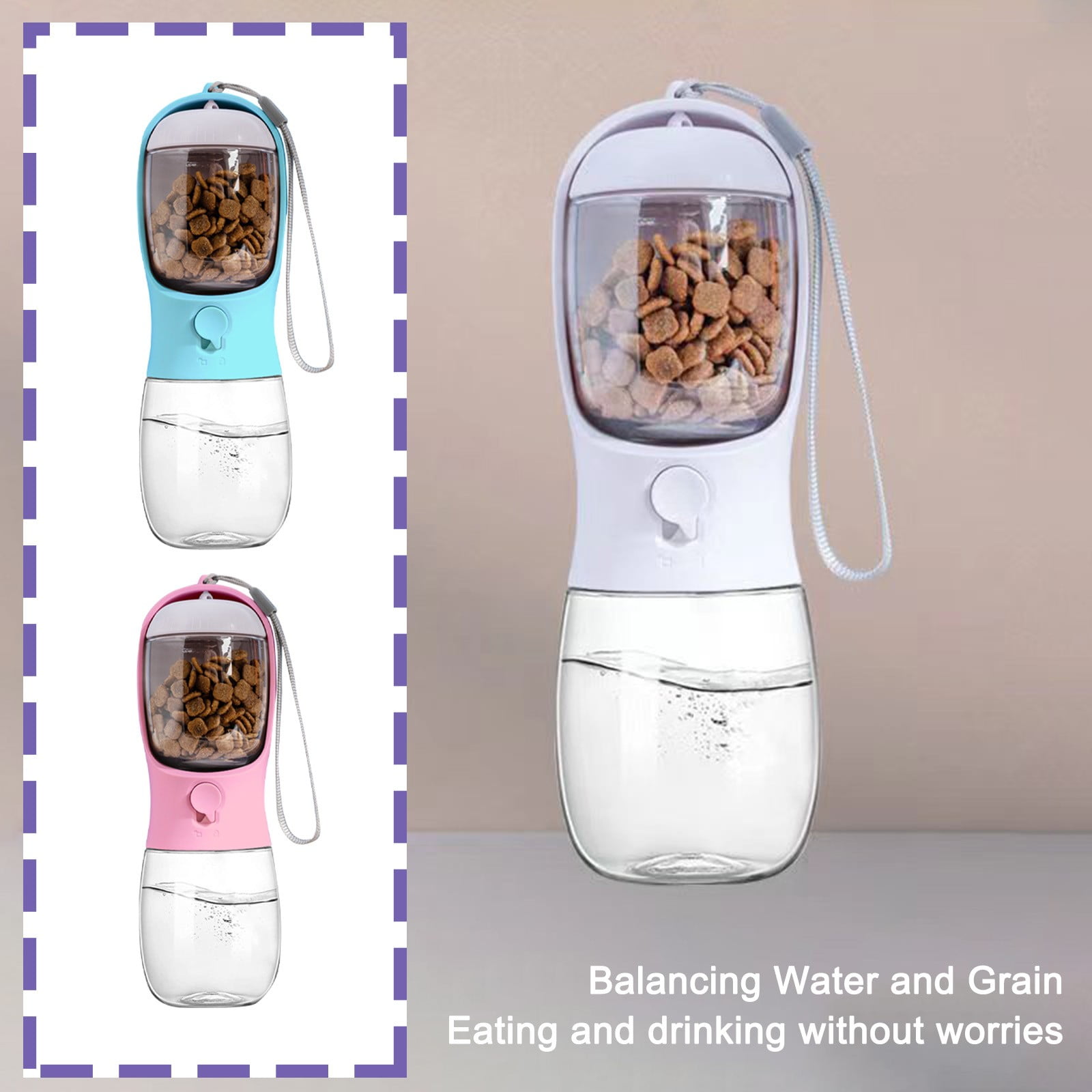 GZYS Dog Water Bottles with Food Container Portable Dog Water Bottle Dispenser Leak Proof Dog ...