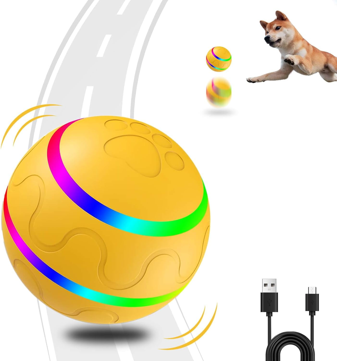 GZYS Interactive Dog Ball Toy, Smart Tennis Pets Chew Toys, Electric ...