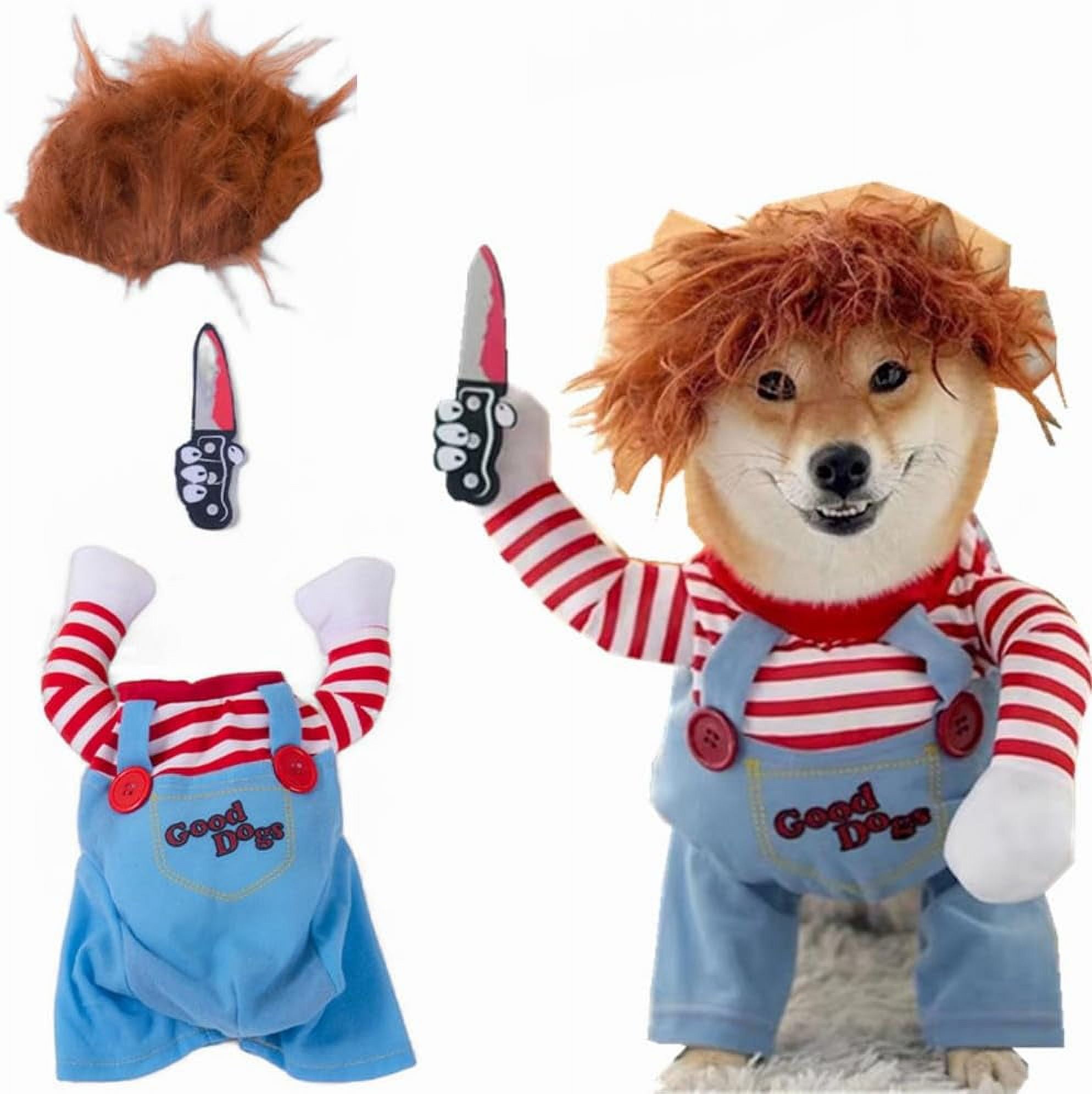 GZYS Pet Deadly Doll Dog Costume, Chucky Dog Cosplay Funny Costume ...