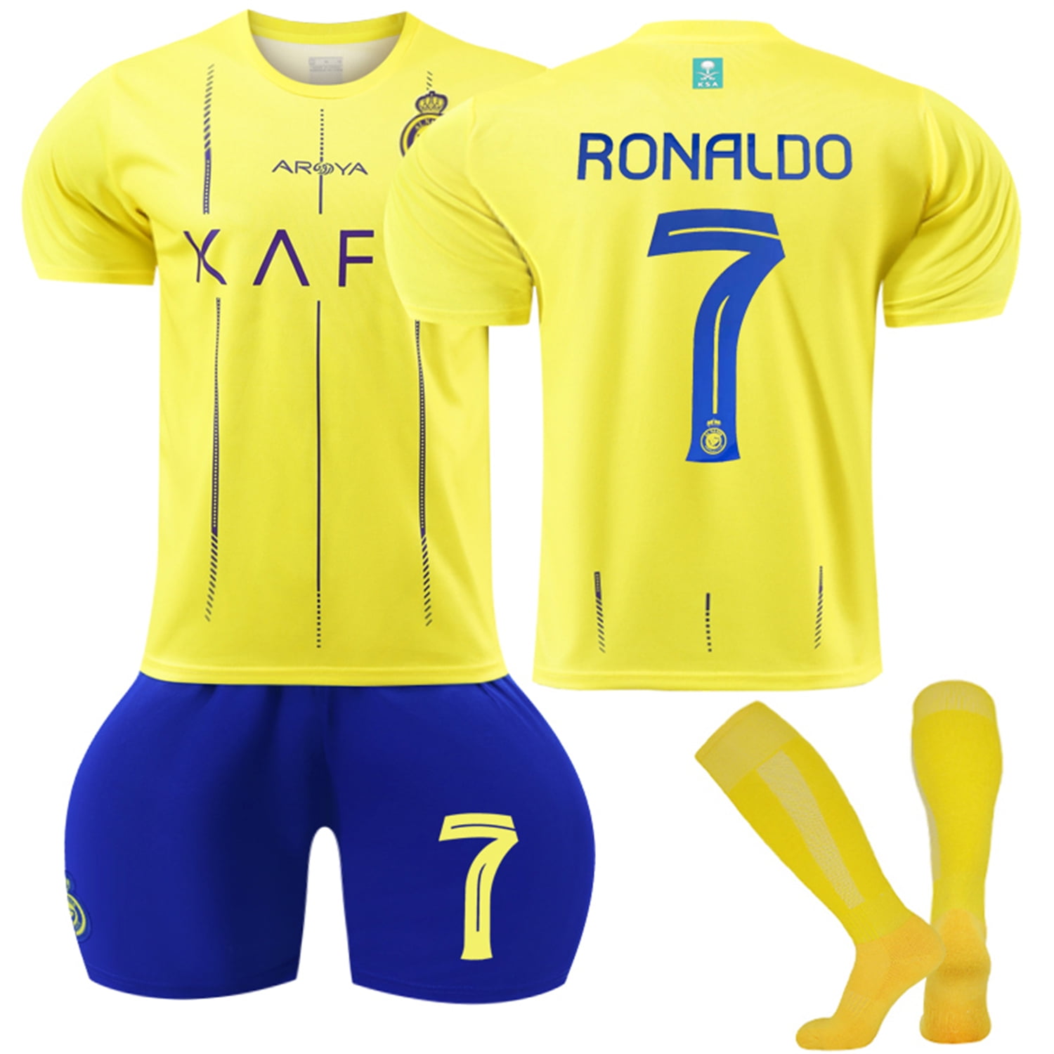 GZZHZNZB 2023-2024 Al-Nassr FC Home Jersey #7 Ronaldo Sportswear Soccer Jersey Activewear Set ...