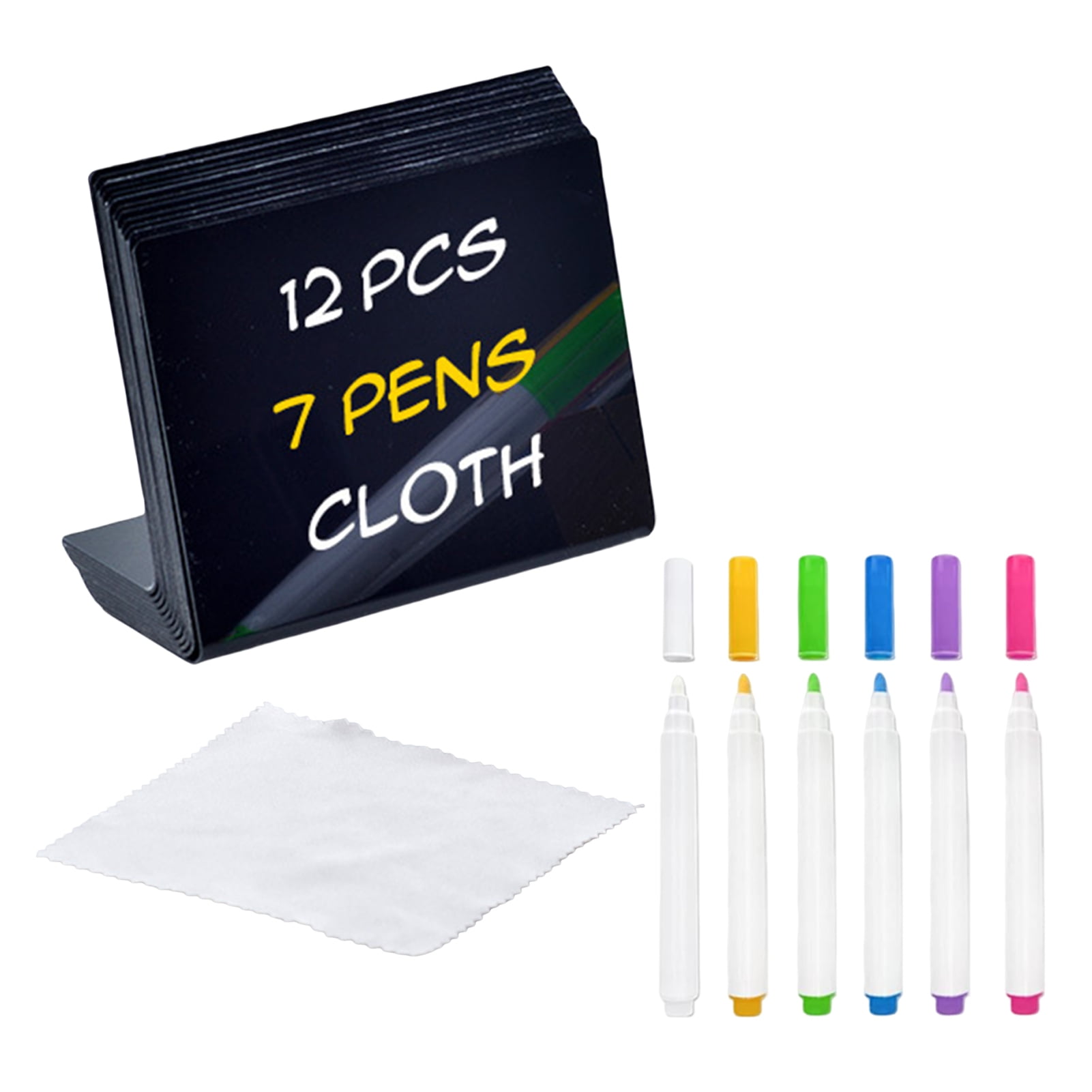 GZZQY 12Pcs Mini Chalkboard Sign with Marker Pens Dry-Erase Desktop ...