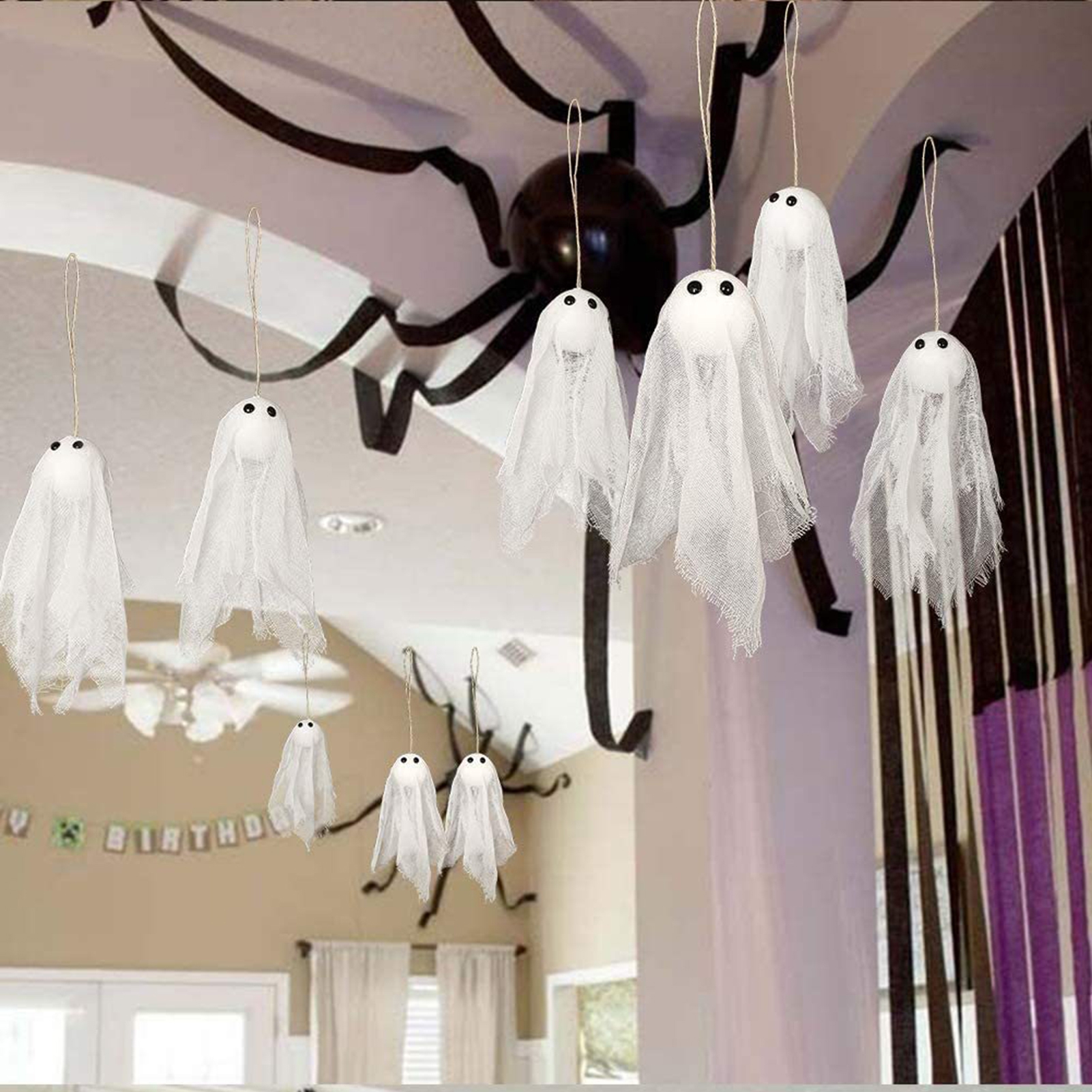 GZZQY Halloween Hanging Ghost Decoration Small White Cloth Ghost ...