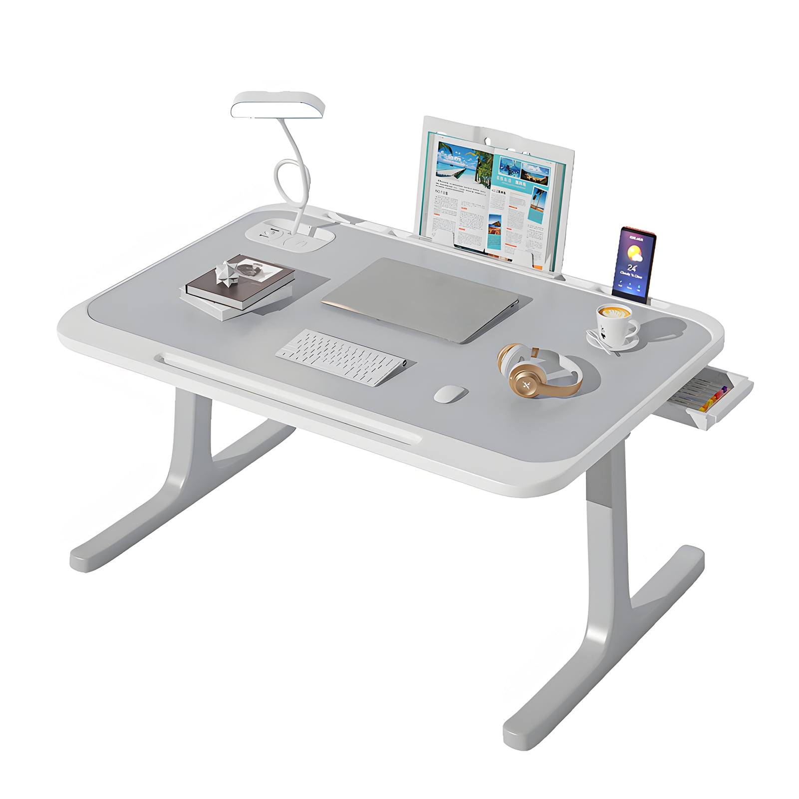 GZZQY Lap Desk with Night Lamp, Storage Drawer and Phone Charging ...