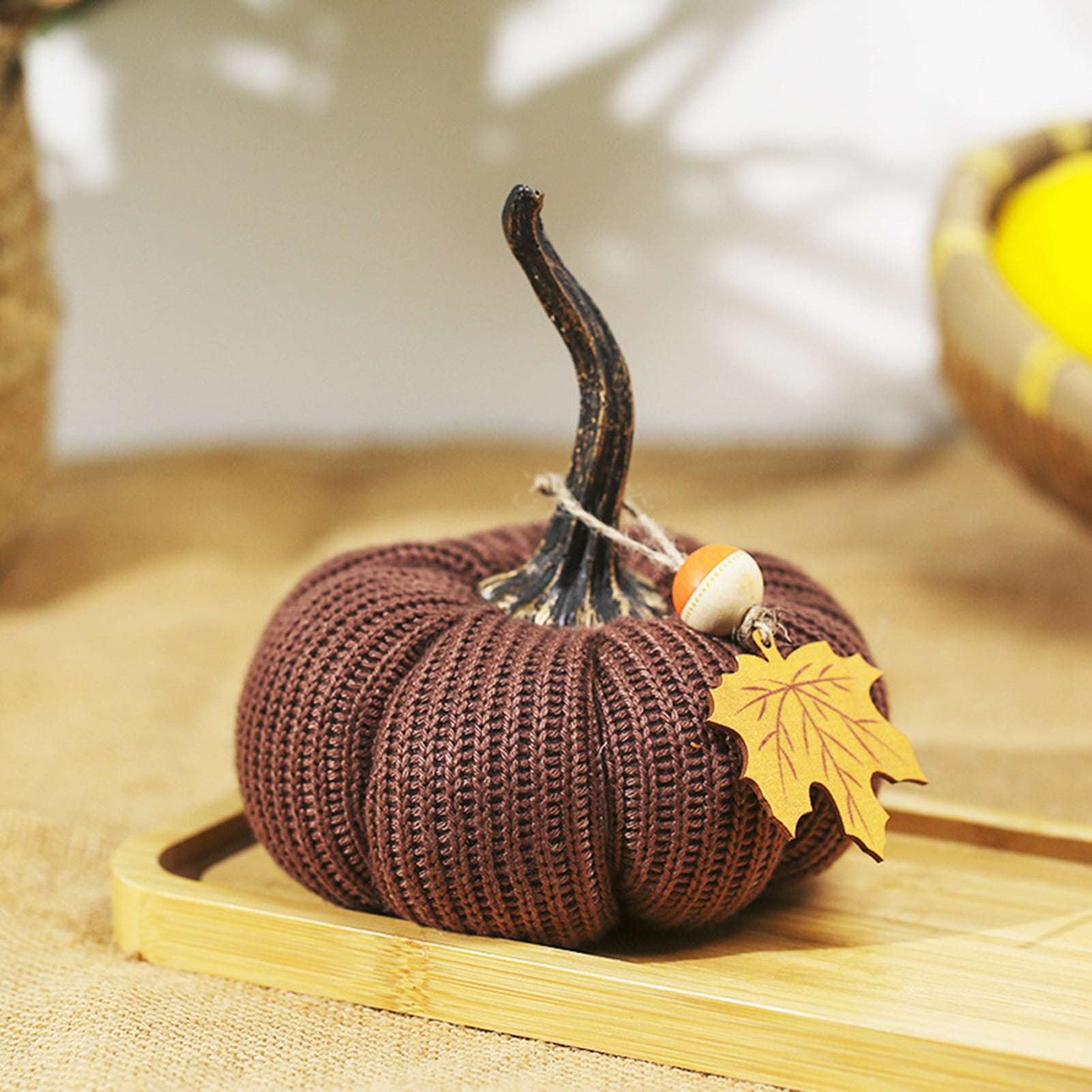 GZZQY Mini Knit Pumpkins Desktop Ornaments Autumn Fabric Artificial ...