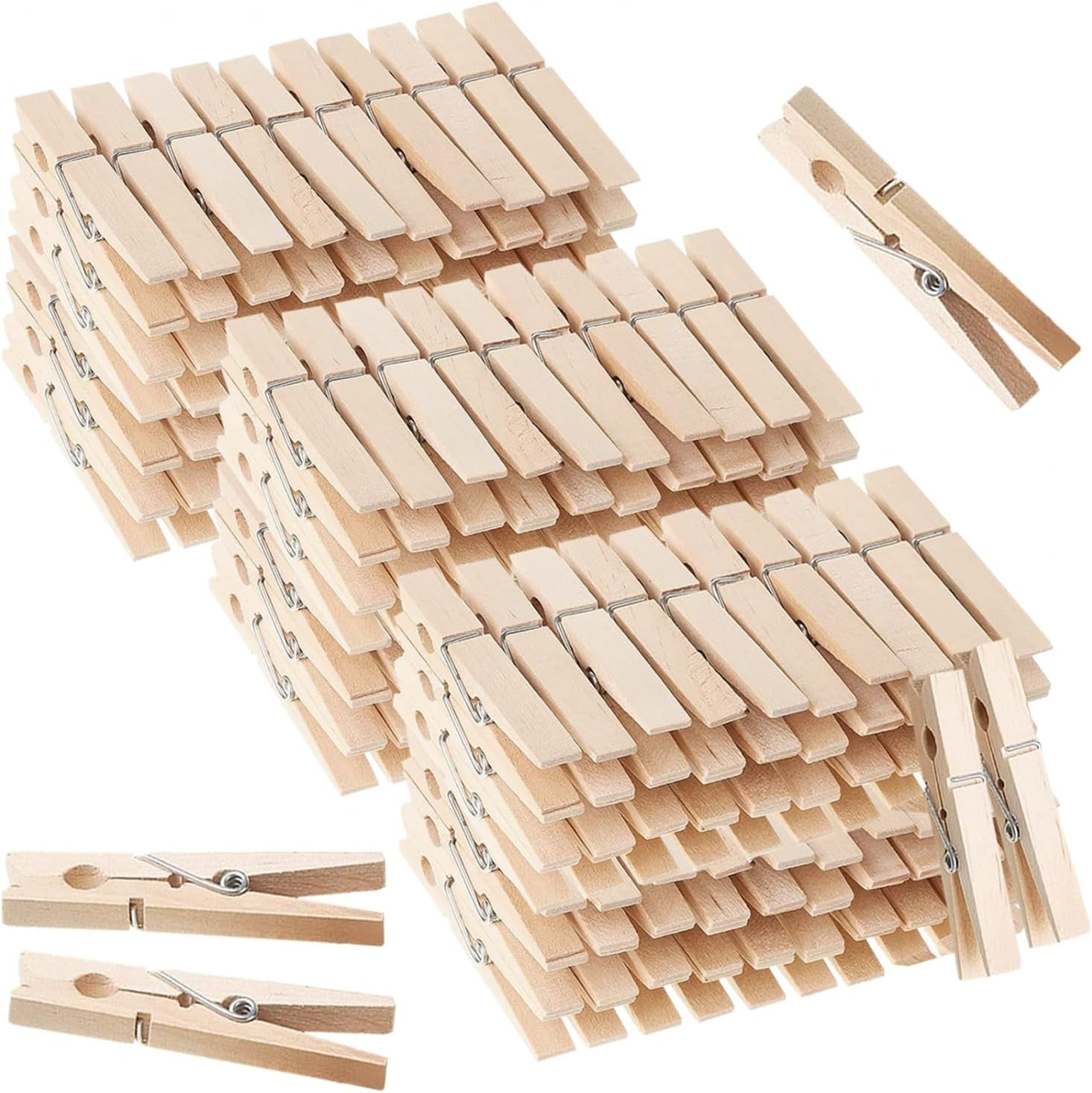 GZhLonKiMa 100 Pcs 1.9 Inch Wooden Clothespins Clips for Hanging ...