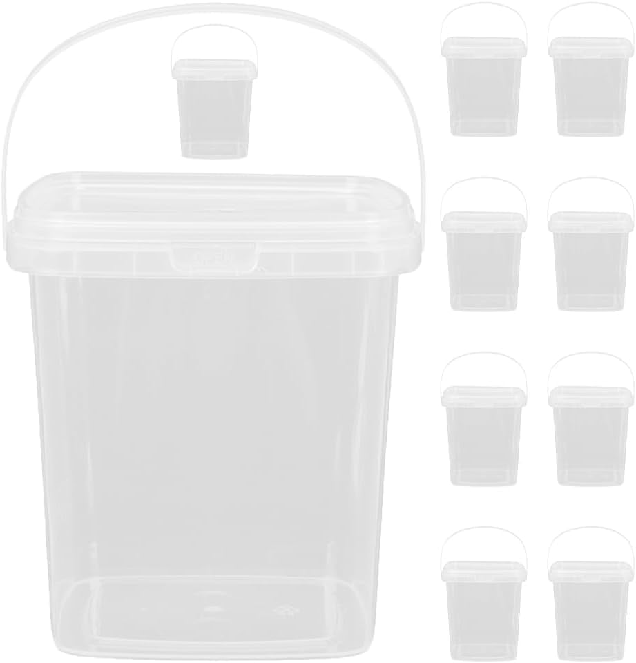 GZhLonKiMa 10pcs Ice Cream Bucket with Lid 500ml Clear Plastic Ice ...
