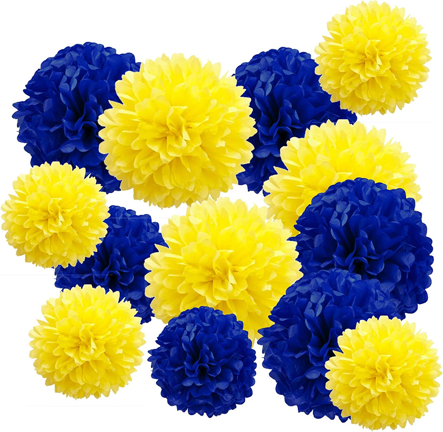 GZhLonKiMa 12pcs Blue Green and Purple Paper Pom Poms Decorations for ...