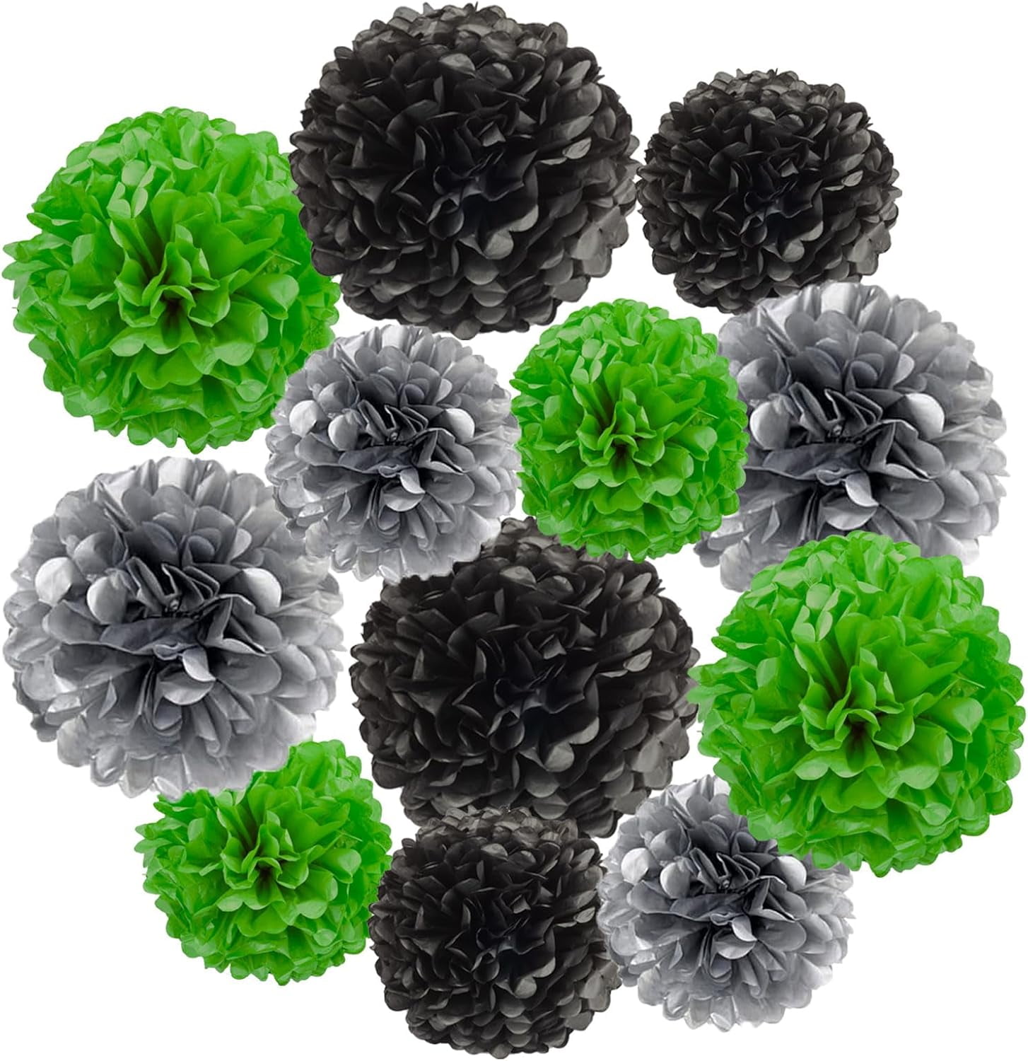 GZhLonKiMa 12pcs Blue Green and Purple Paper Pom Poms Decorations for ...