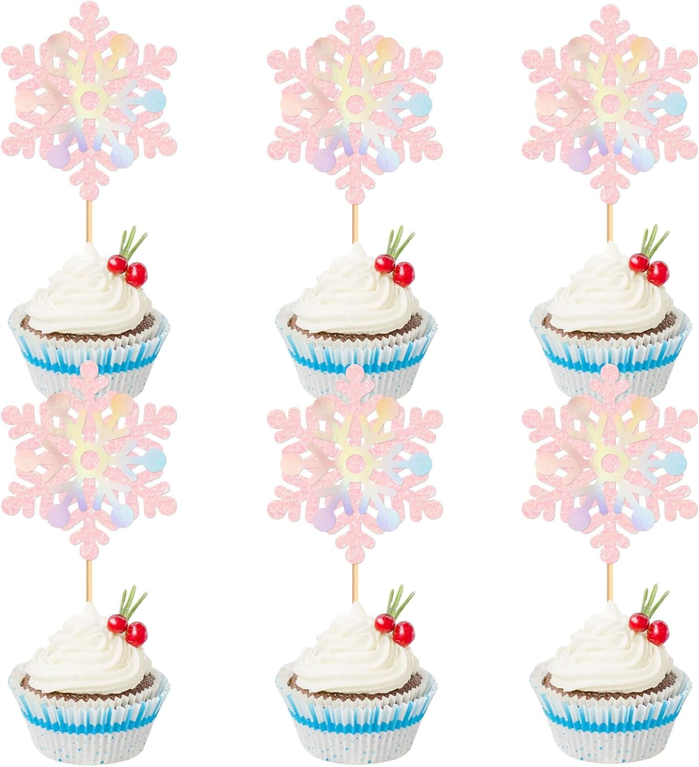GZhLonKiMa 15 Pack Snowflake Cupcake Toppers Frozen Cupcake Picks ...
