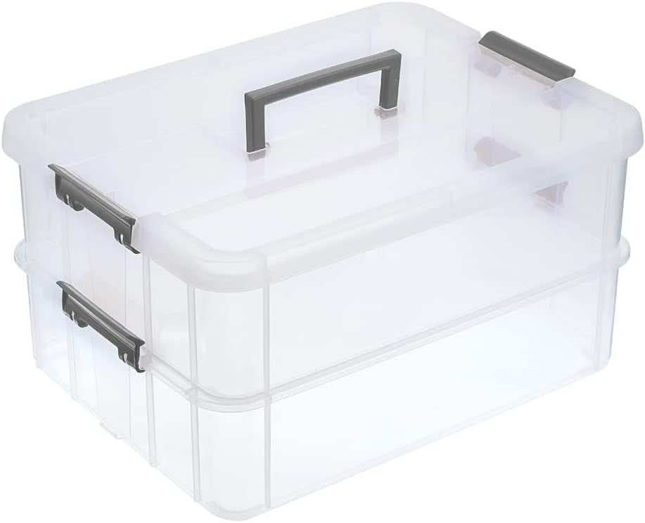 GZhLonKiMa 2 Layer Stack & Carry Box, Plastic Multipurpose Portable ...