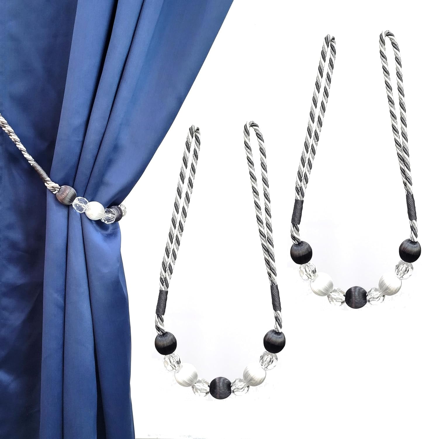 GZhLonKiMa 2 Pack Curtain 4 Strand Ropes Tiebacks Tie-Backs, Curtain ...