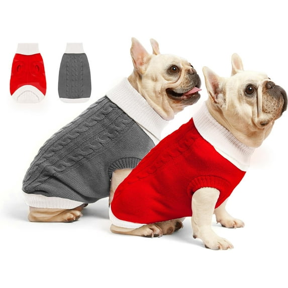 GZhLonKiMa 2 Pack Dog Sweaters for Small Dogs - Puppy Medium Warm ...