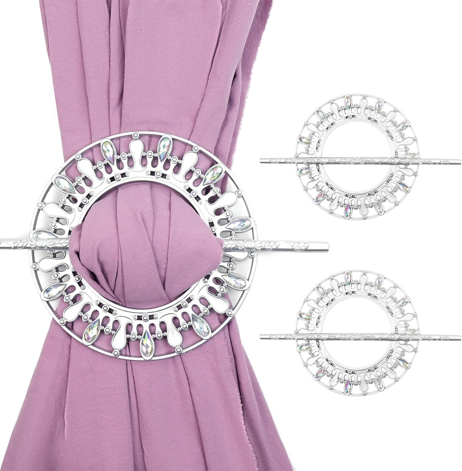 GZhLonKiMa 2 Pack Rhombic Gold Curtain Tiebacks Crystal Decorative ...