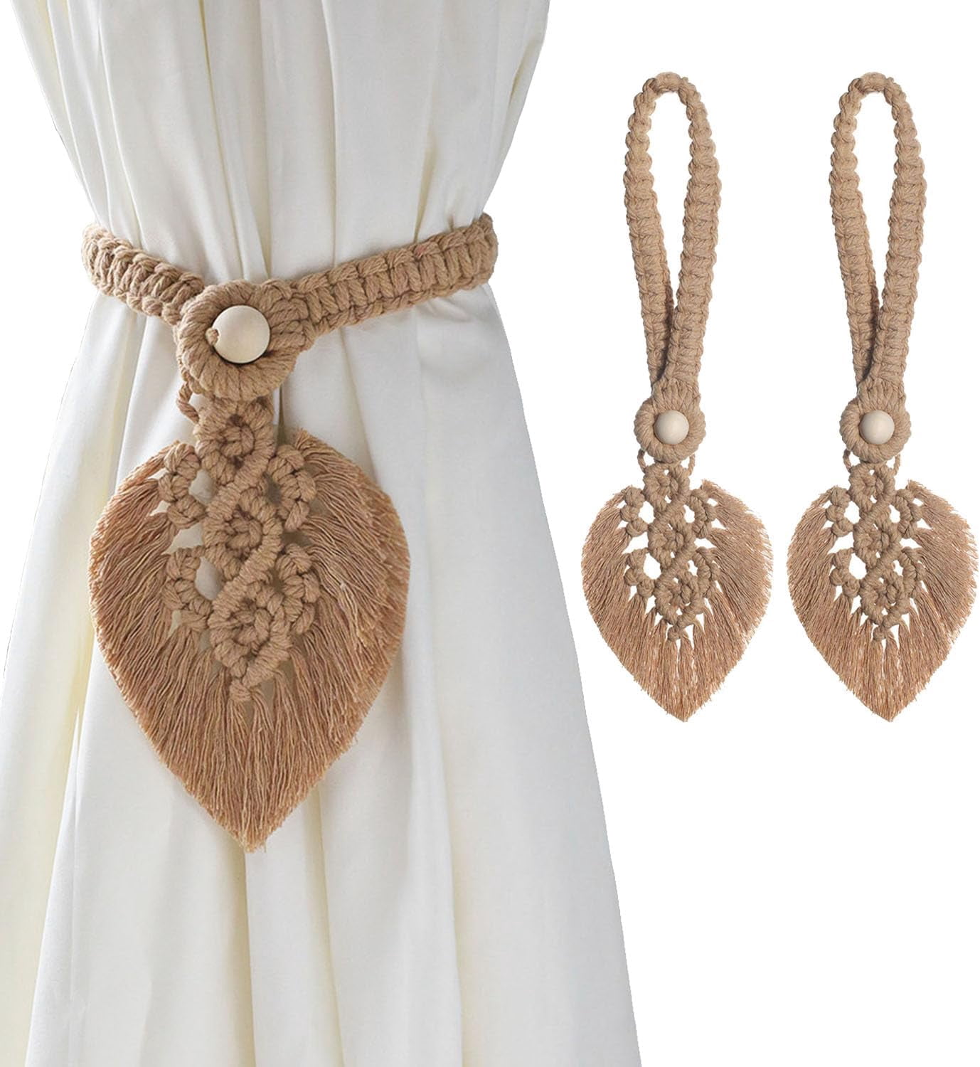 GZhLonKiMa 2 Pcs Boho Curtain Tiebacks,Curtain Ties, Curtain Tiebacks ...