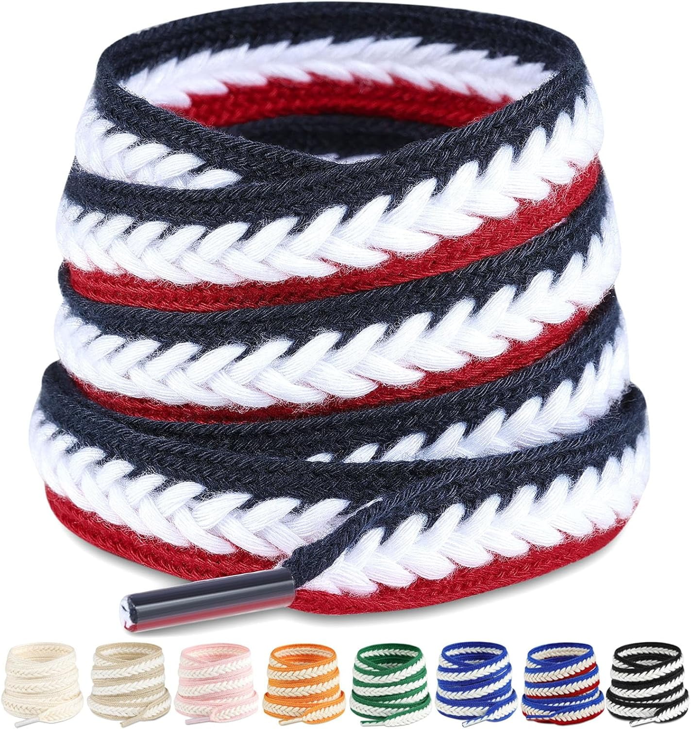 GZhLonKiMa 2 pairs 3/5” flat braided shoe laces for sneakers, wide ...