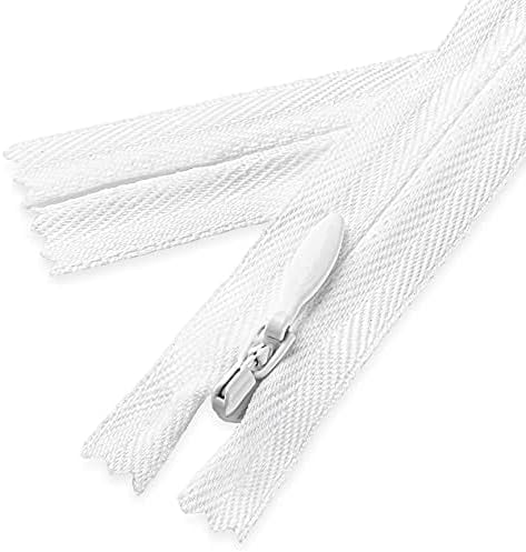 GZhLonKiMa 22" Invisible Zipper White Non Separating Zipper Nylon White ...