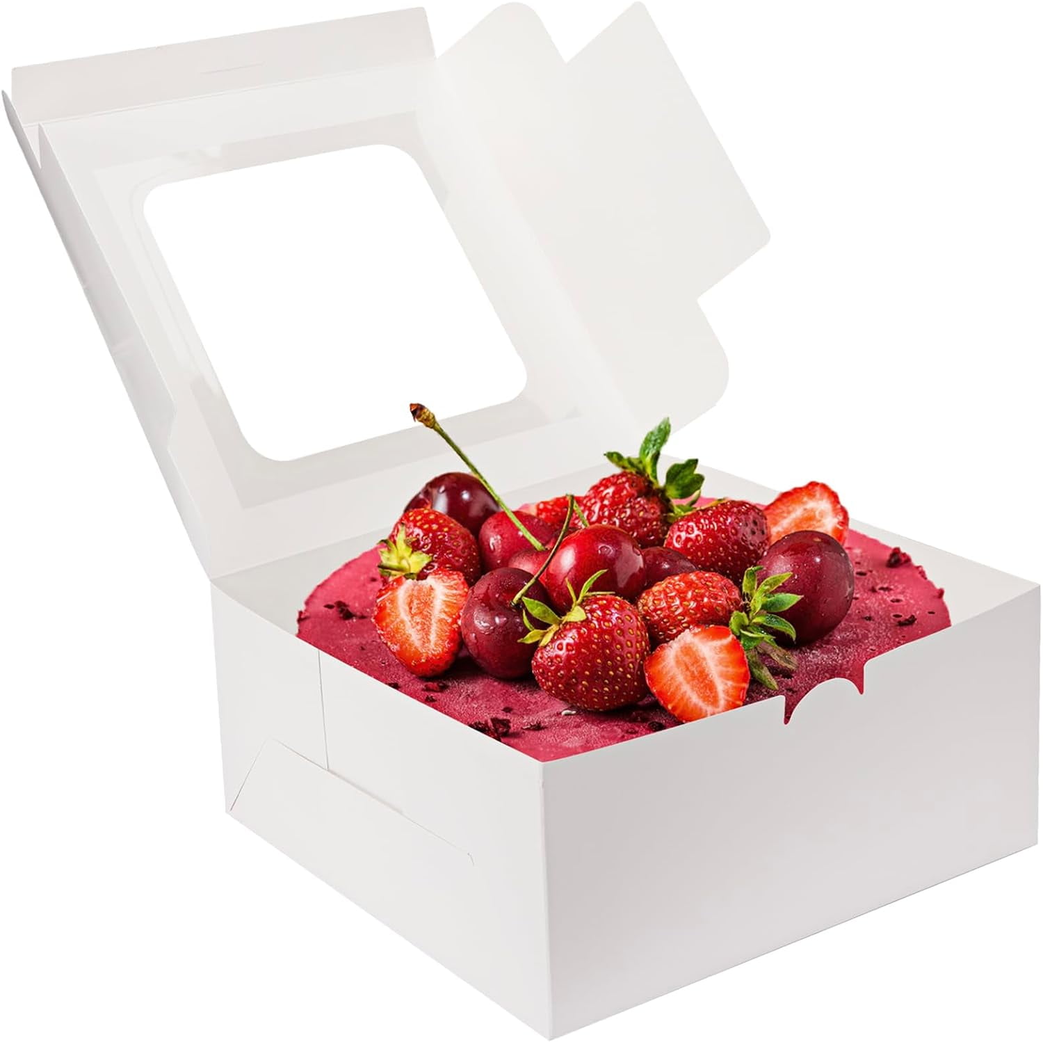 GZhLonKiMa 24pcs Cake Boxes, 10x10x5 Inches White Square Bakery Boxes ...