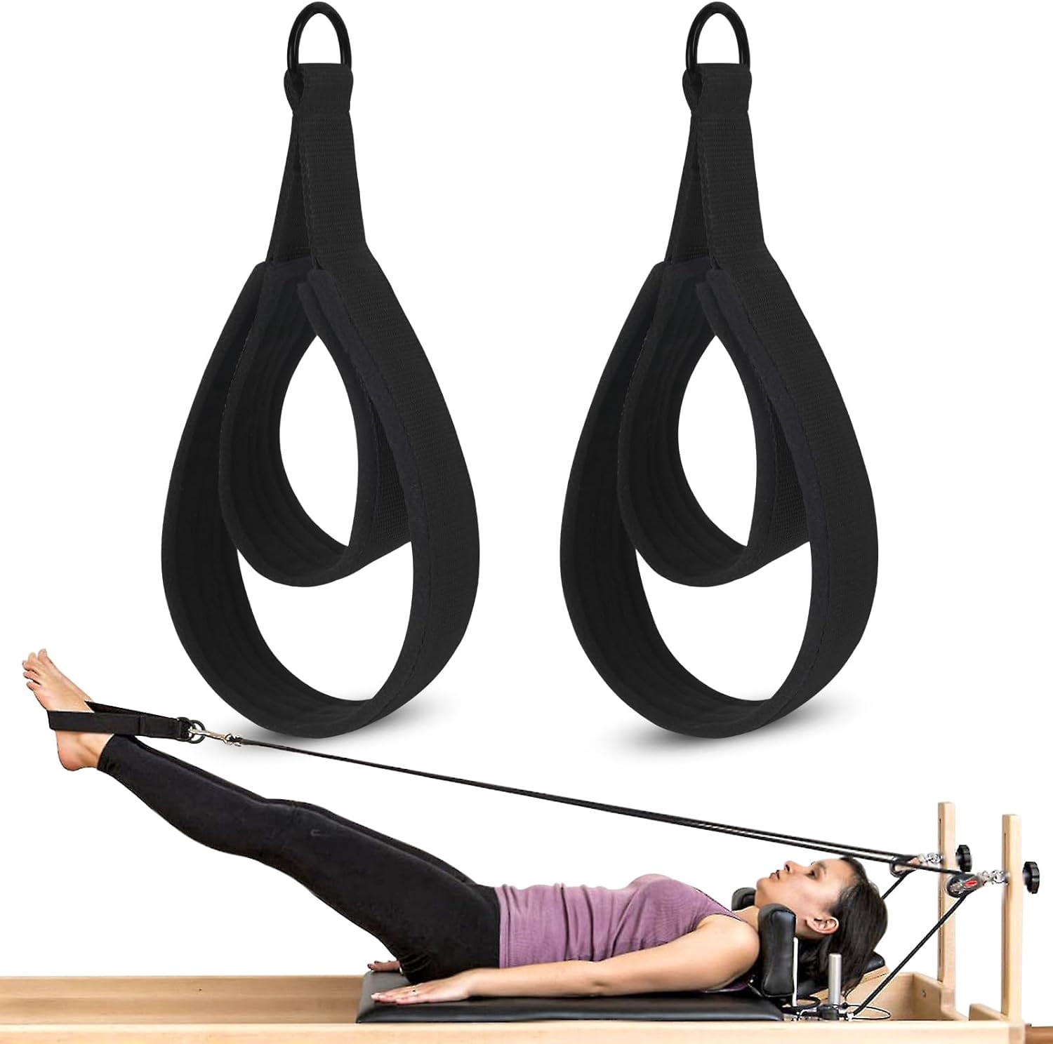 GZhLonKiMa 2PCS Pilates Double Loop Straps for Reformer Feet - Fitness ...