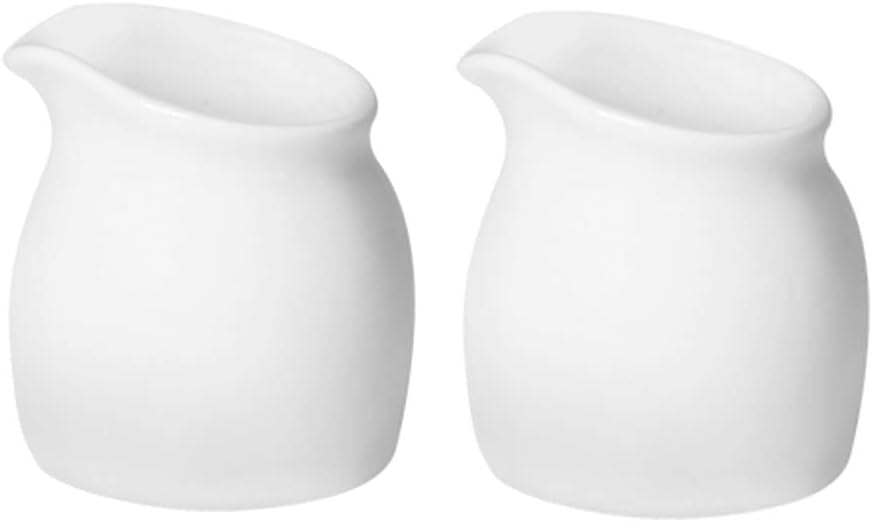 GZhLonKiMa 2pcs Mini Simple White Ceramic Creamer with Handle, Coffee ...