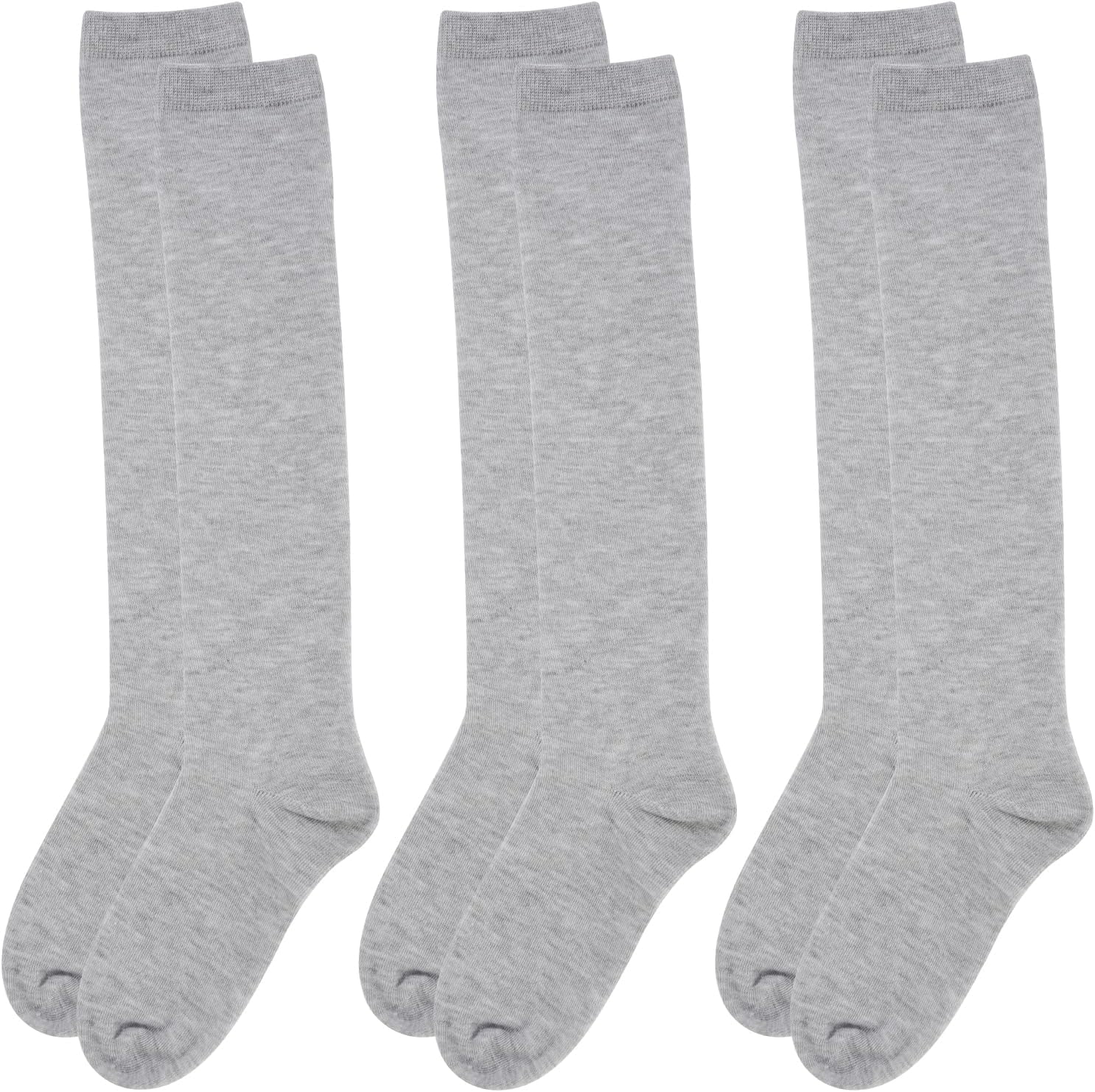 GZhLonKiMa 3 Pairs Girls Knee High Socks Soft Cotton School Uniform ...