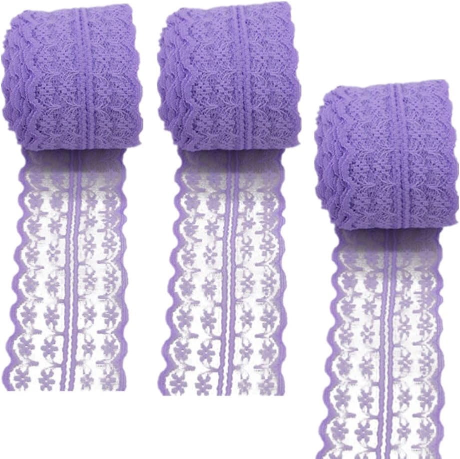 GZhLonKiMa 3 Rolls 10 Yards Floral Lace Ribbon Lace Trim Webbing Fabric ...