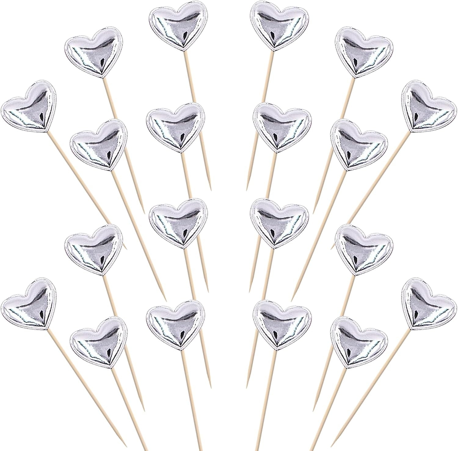 GZhLonKiMa 30 Pack Heart Cupcake Toppers Love Heart Cupcake Picks for ...