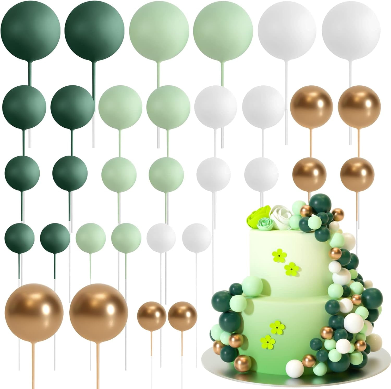 GZhLonKiMa 32 Pcs Ball Cake Topper Decorations Mini Balloons Cake ...
