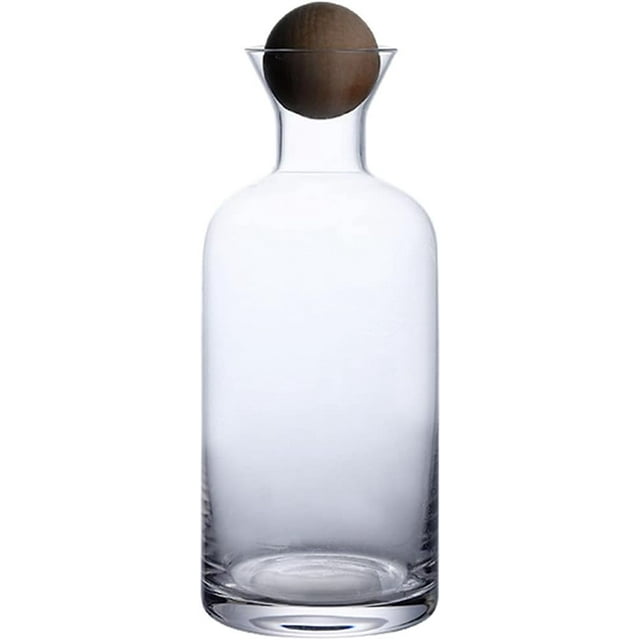 GZhLonKiMa 36 Oz Clear Glass Bedside Night Water Carafe with Spherical ...