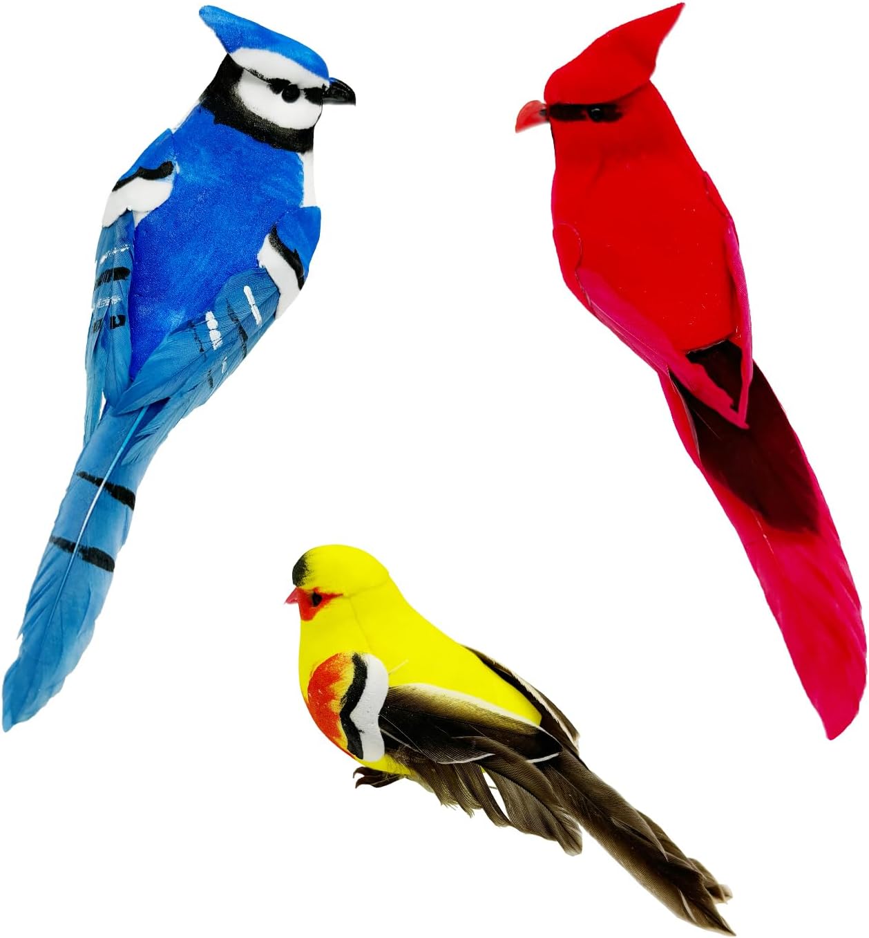 GZhLonKiMa 3pcs Clip On Artificial Birds Realistic Red Cardinal Blue ...