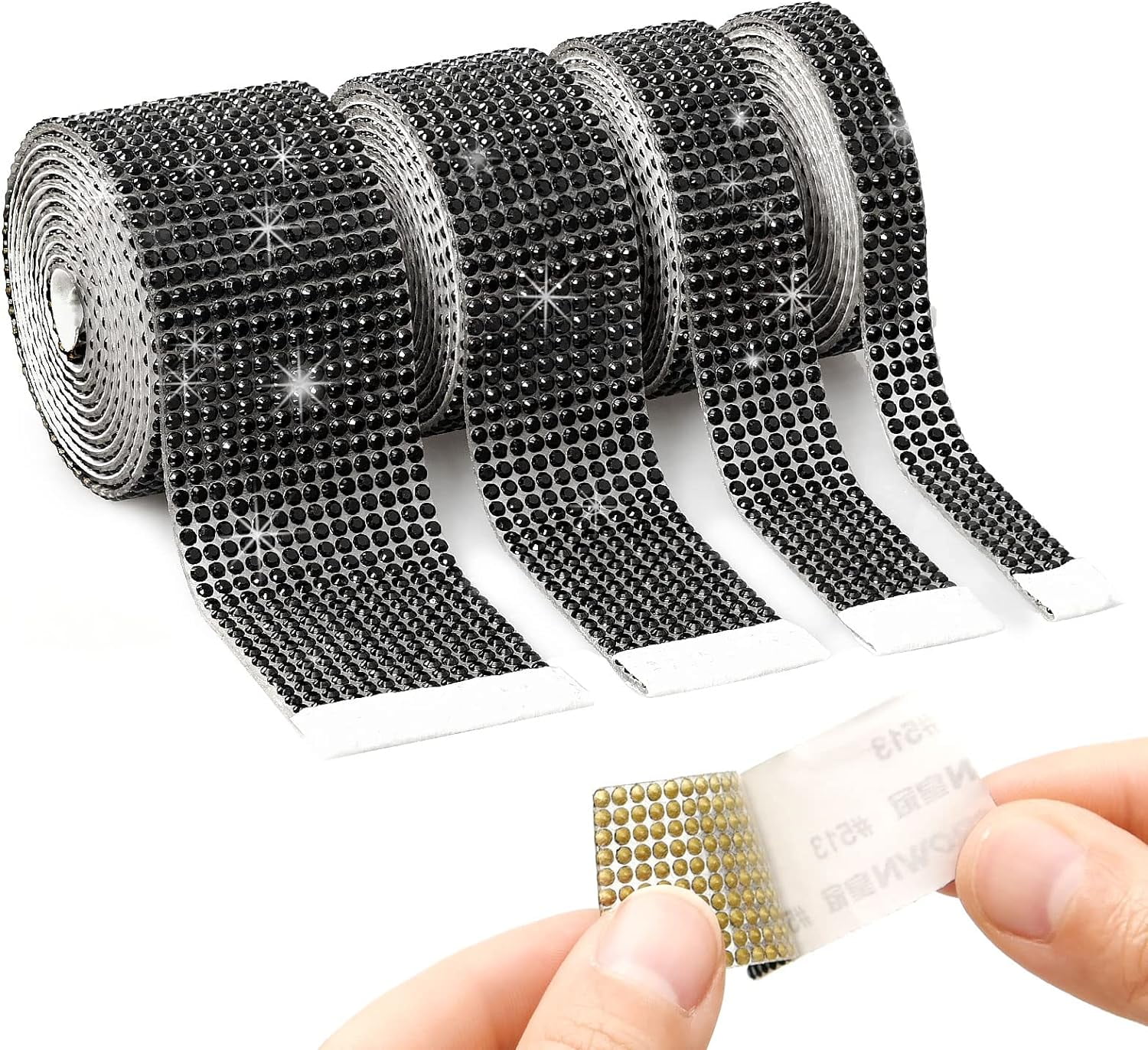 GZhLonKiMa 4 Rolls Self Adhesive Rhinestone Diamond Crystal Gem Ribbon ...