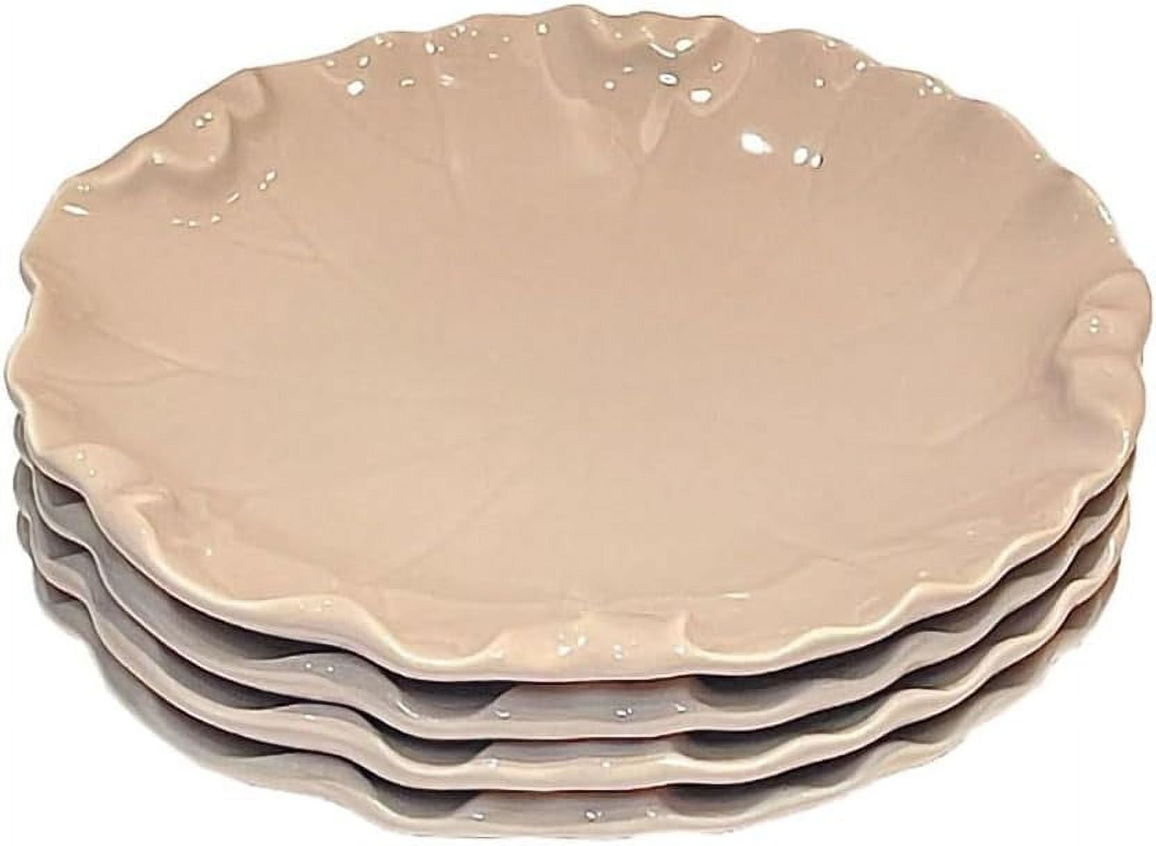 GZhLonKiMa 4PCS Lotus Leaf Ceramic Dessert Plates 6 Inch Snack Plates ...