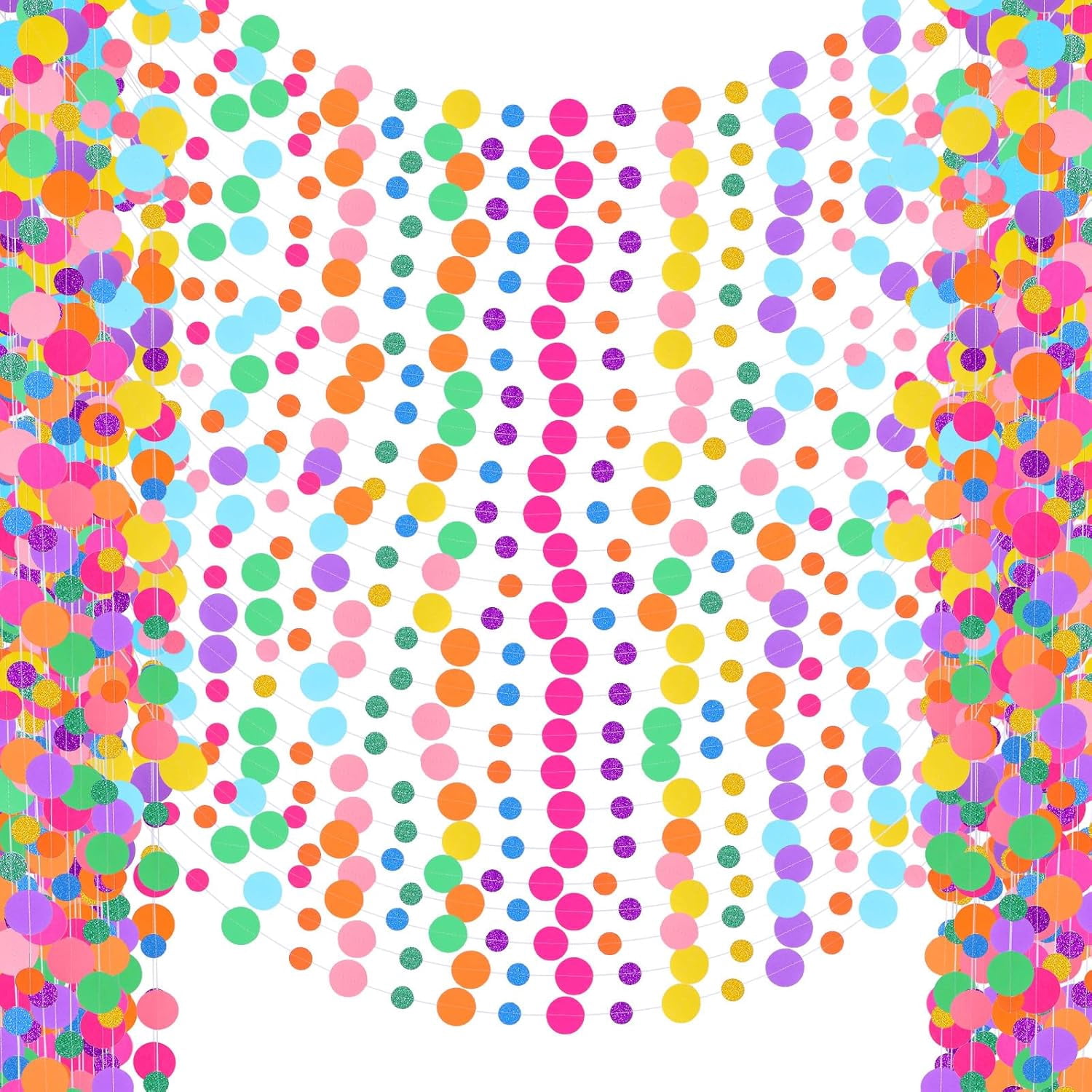 GZhLonKiMa 5 Pieces Colorful Paper Round Garland Candy Garland Hanging ...