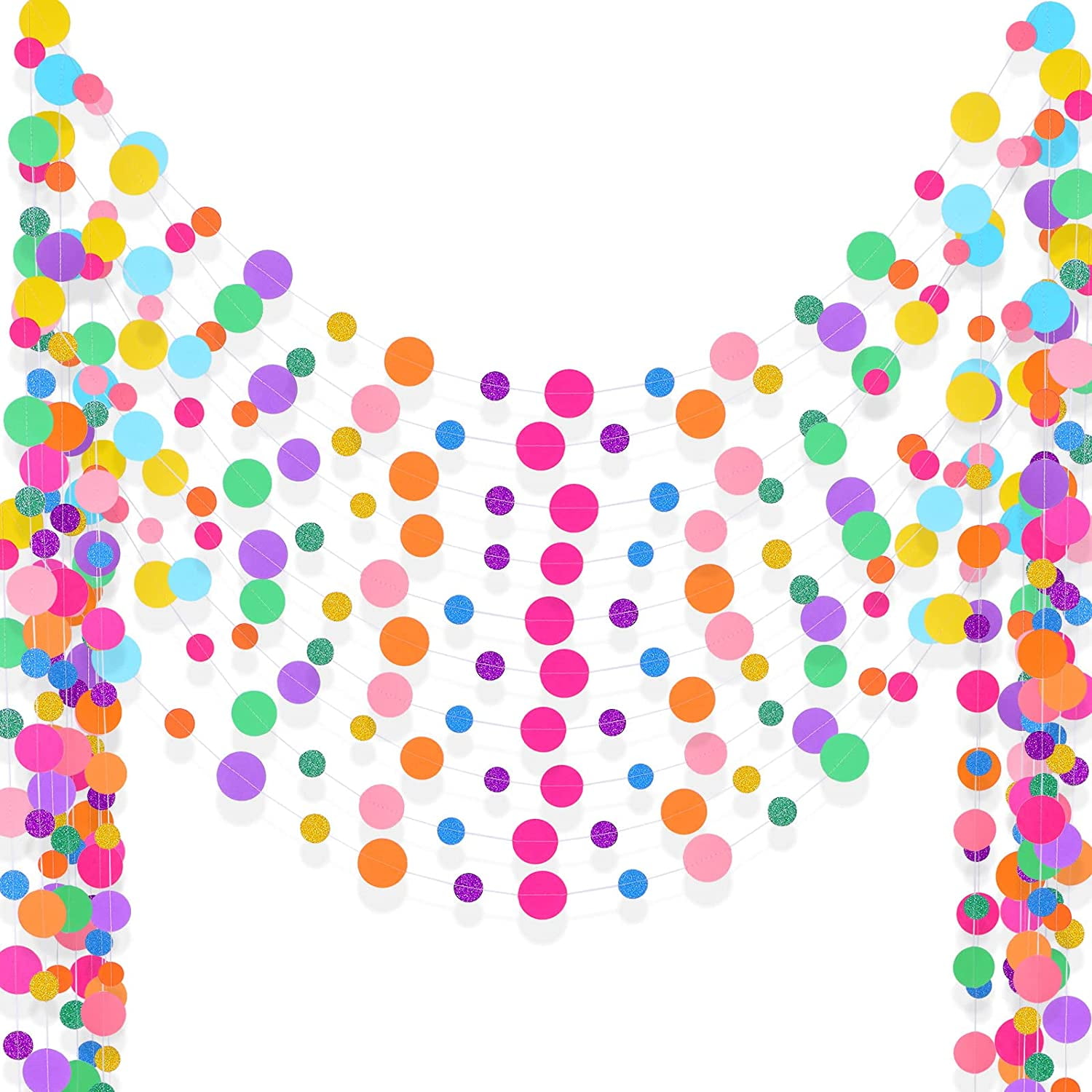 GZhLonKiMa 5 Pieces Colorful Paper Round Garland Candy Garland Hanging ...