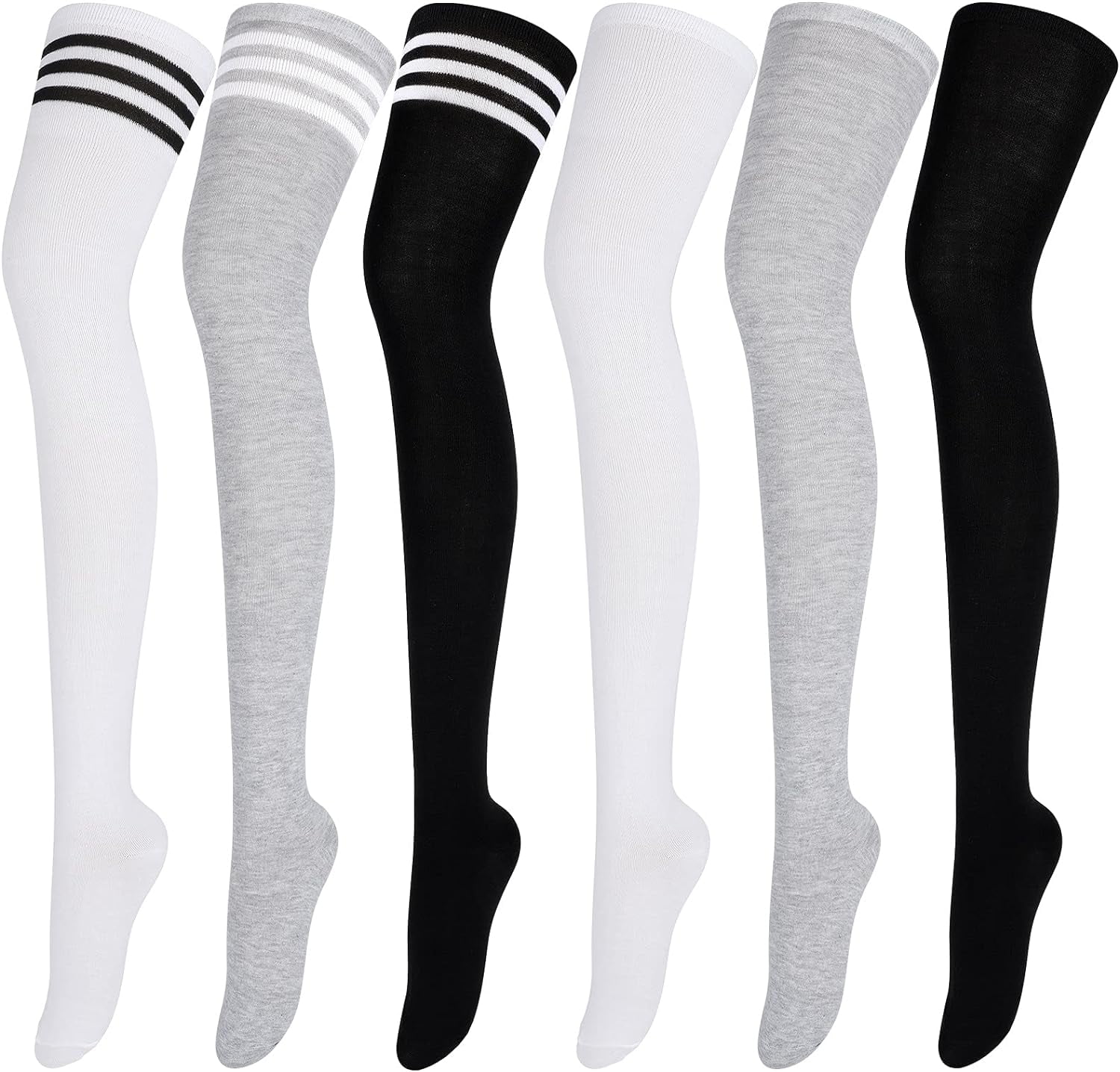 GZhLonKiMa 6 Pairs Extra Long Socks Long Boot Stockings Thigh High ...