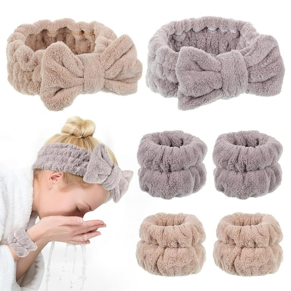 GZhLonKiMa 6 Pieces Face Wash Headband and Wristband Set Spa Headband ...