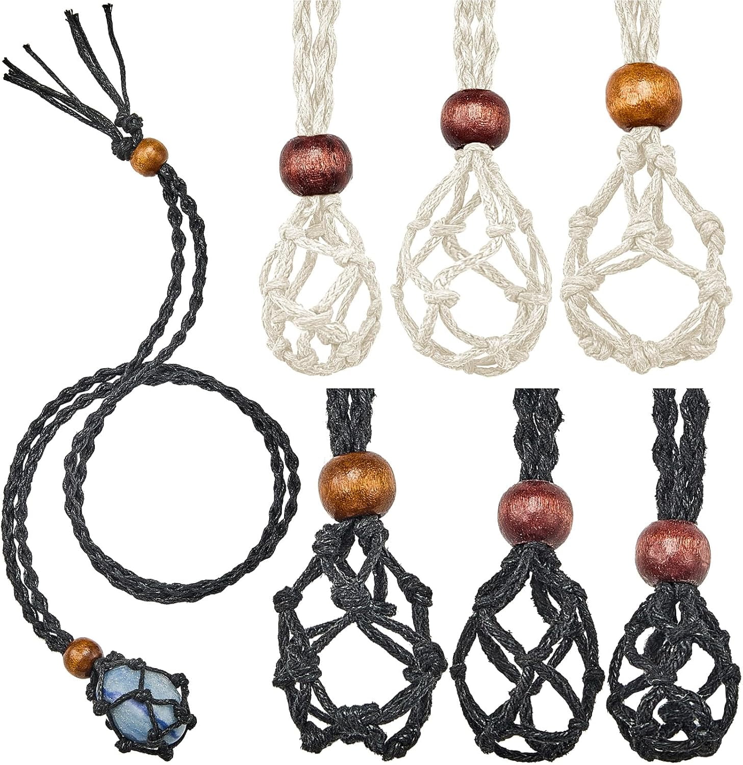 GZhLonKiMa 6 Pieces Necklace Cord Empty Stone Holder Empty Necklace ...