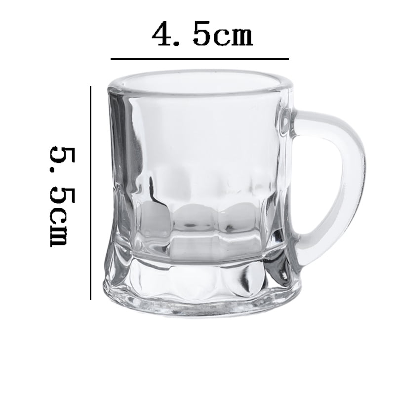 GZhLonKiMa 6pcs/Pack 2oz Mini Beer Mug With Small Handle Transparent ...