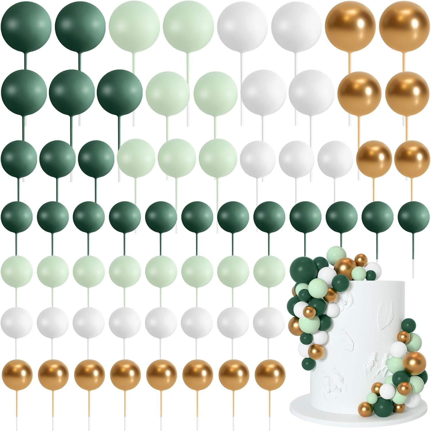 GZhLonKiMa 75 Pieces Silver Cake Balls Topper Decorations Foam Cupcake ...